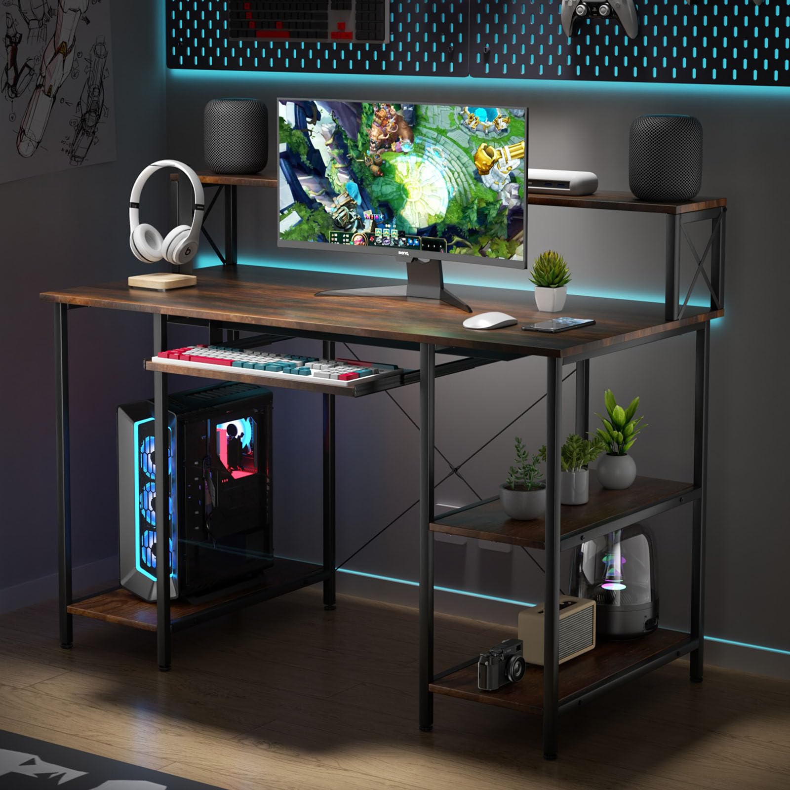 Levede 120cm Computer Desk Home Office Desk, Modern Writing Table ...