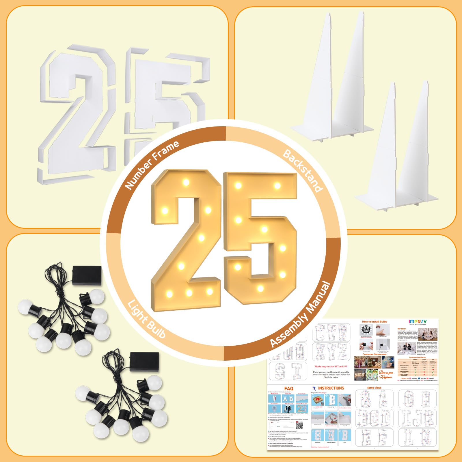 Snapklik.com : Imprsv 3FT Marquee Light Up Numbers, Marquee Numbers ...