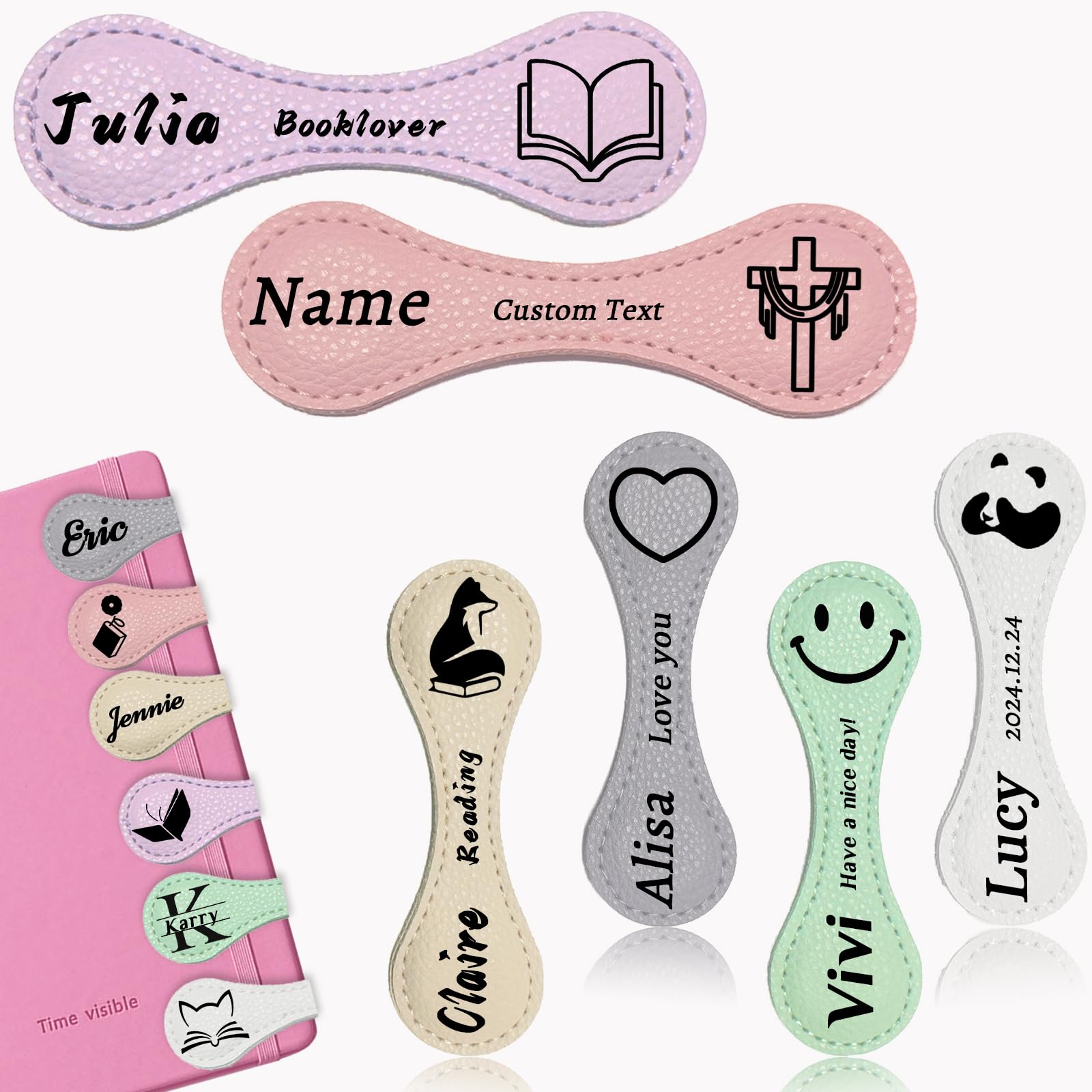 Amazon.com : Personalized Magnetic Leather Bookmarks Custom Book Marks ...