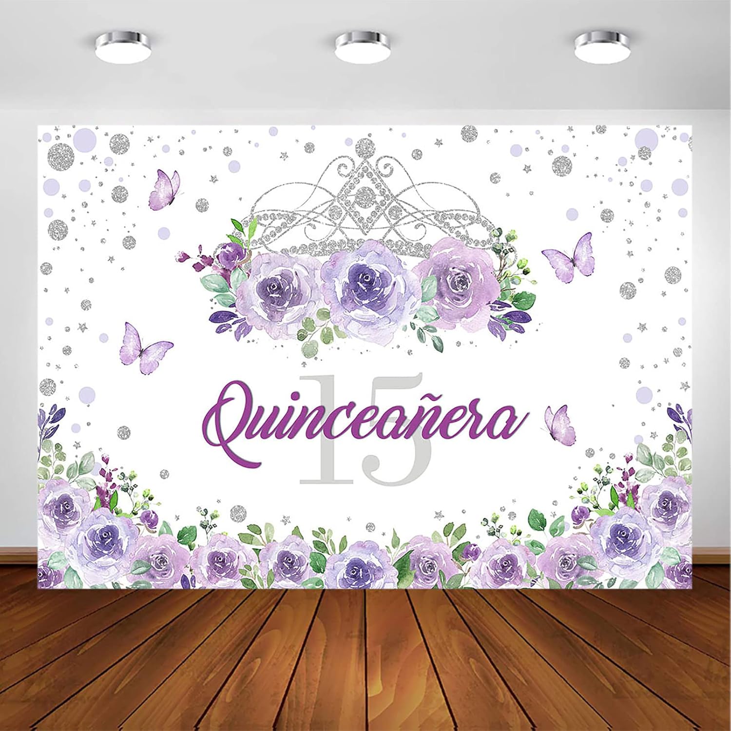 Amazon.com : Avezano Quinceañera 15 Birthday Backdrop Purple Floral ...