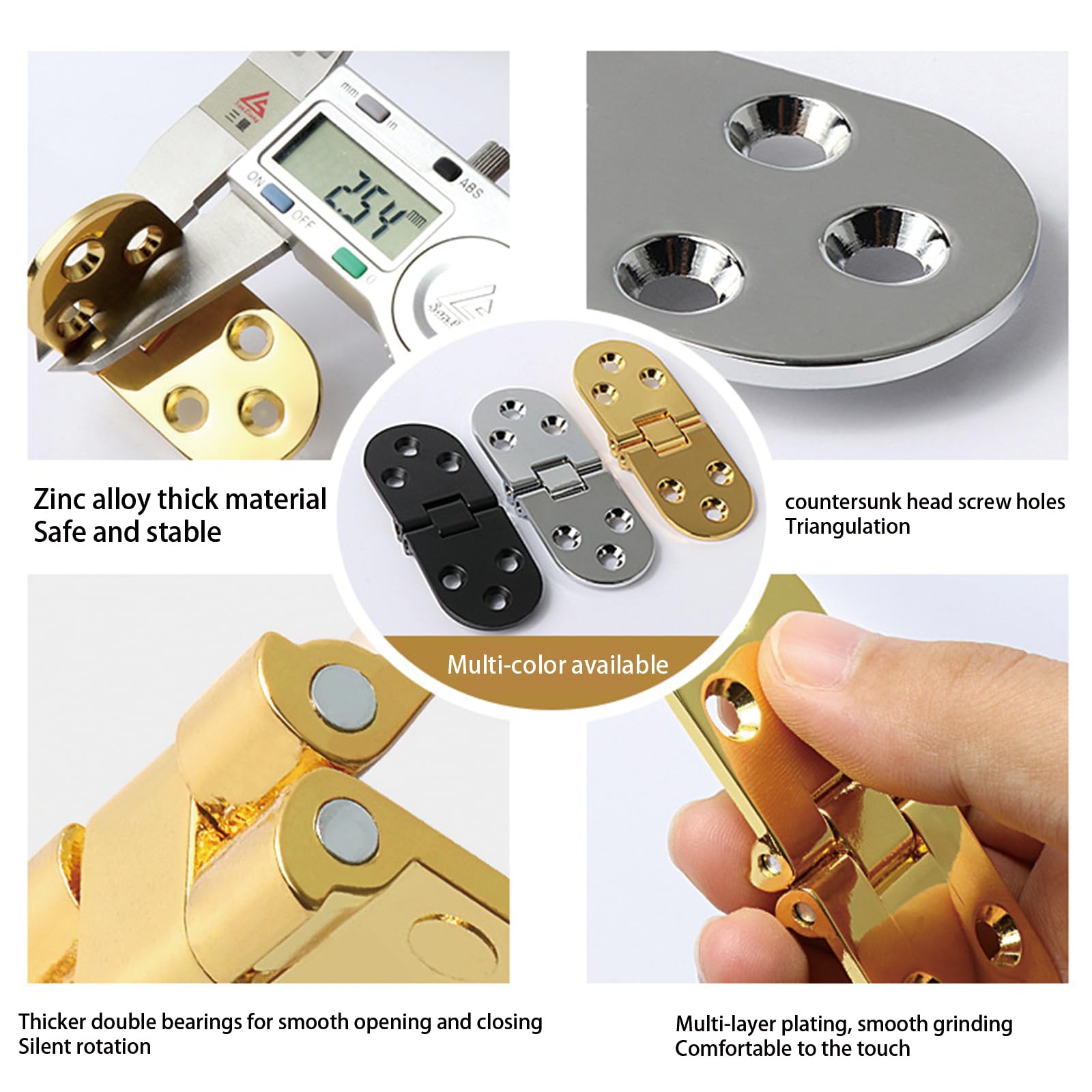 Leliafleury 4Pcs Folding Flip Top Hinge Zinc Alloy Door Hinge 180 ...