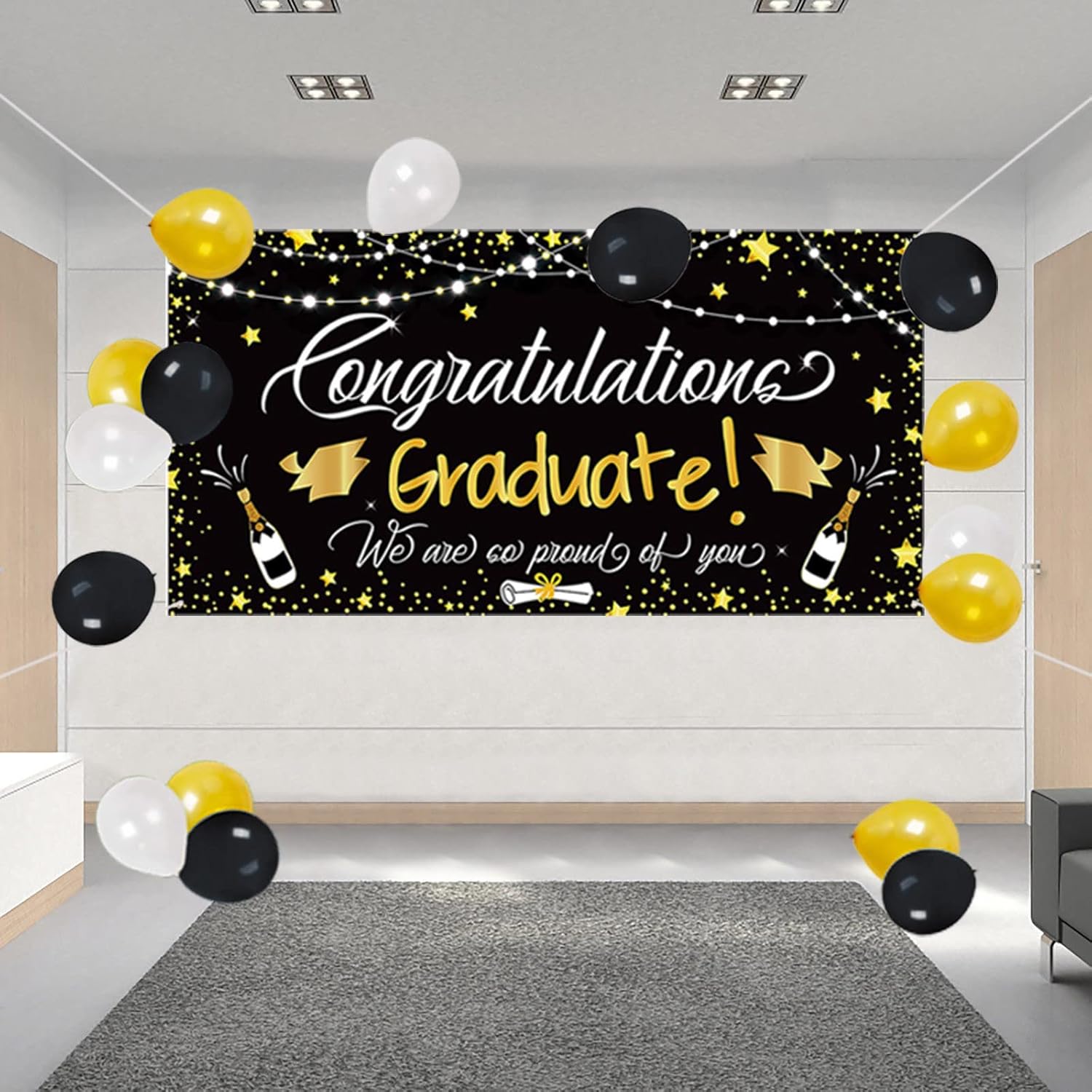 Amazon.com: JHOMERIT Decoraciones de graduación 2024 con texto en ...