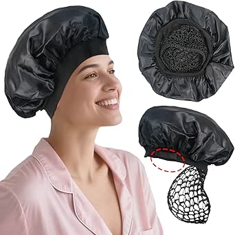 Amazon.com: 2 in 1 Reversible Adjustable Wrap Cap Bonnet Double Layered ...