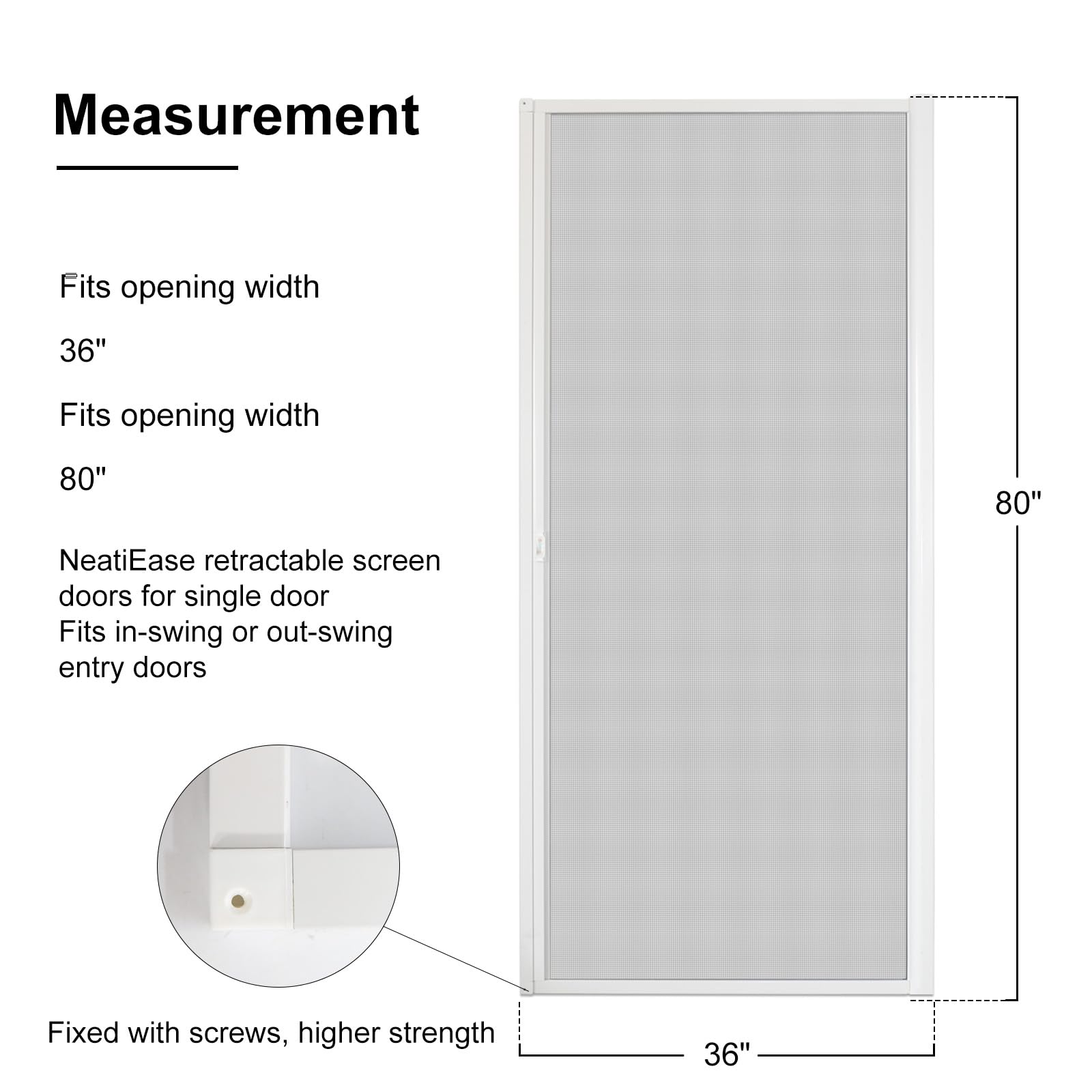 Snapklik.com : Retractable Screen Doors For Single Door, 36”x 80” Heavy ...