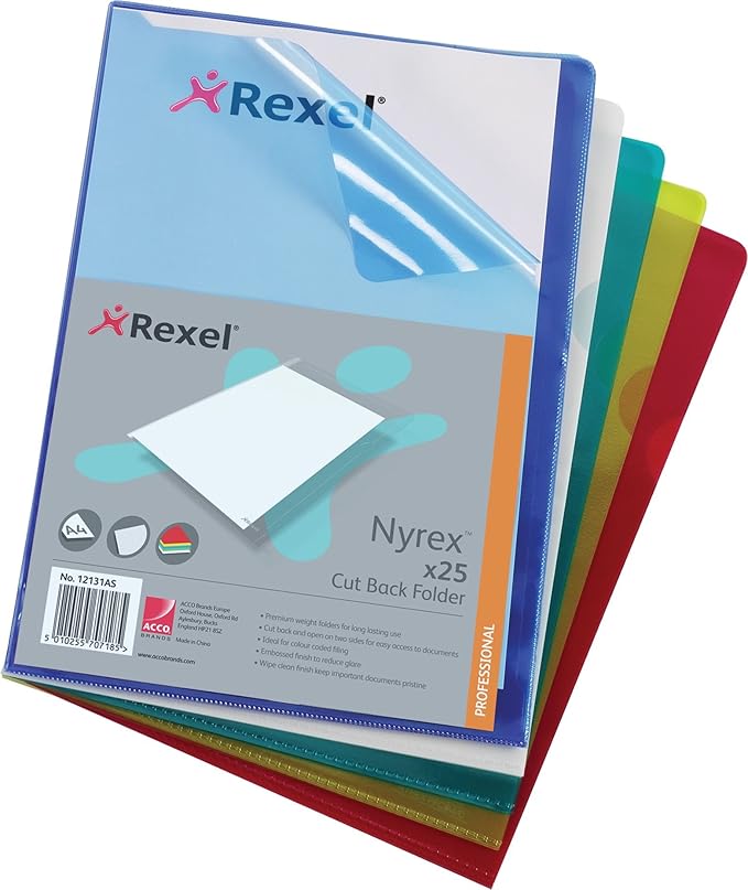 Rexel Nyrex Premium A4 Document Folder, Assorted Colours, Embossed ...