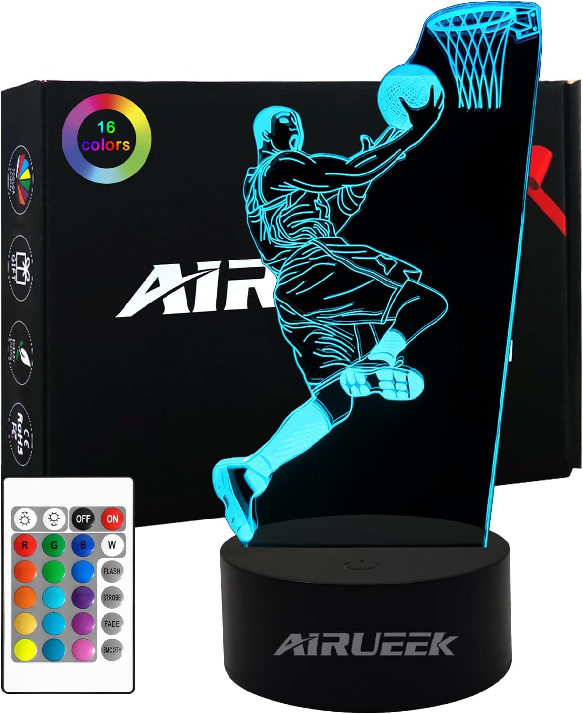 AIRUEEK Basketball Light for Boys,Basketball Night Light with Remote ...