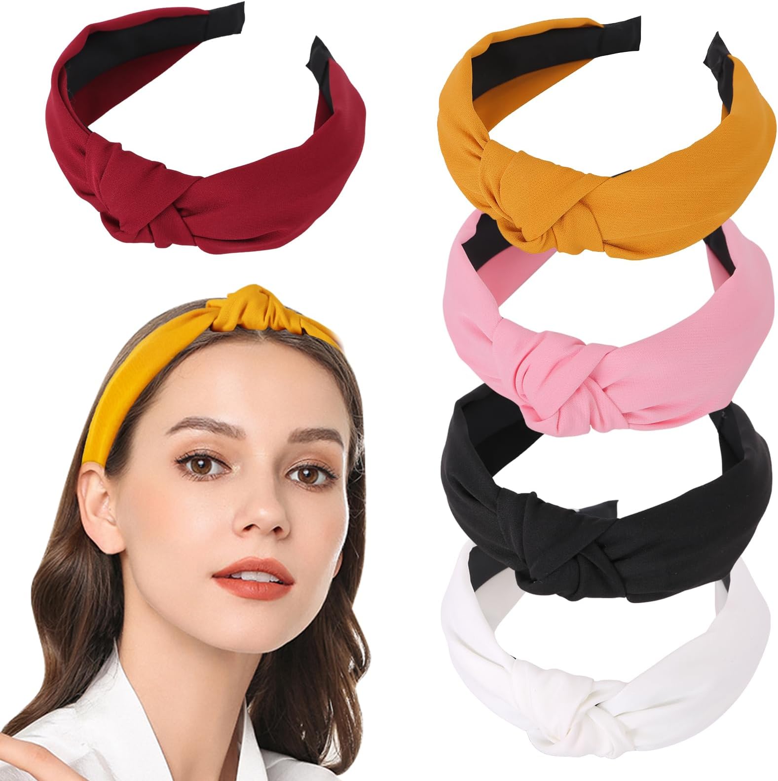 Amazon.com : loucent 5-Pack Knotted Headbands for Women - Wide Non-Slip ...