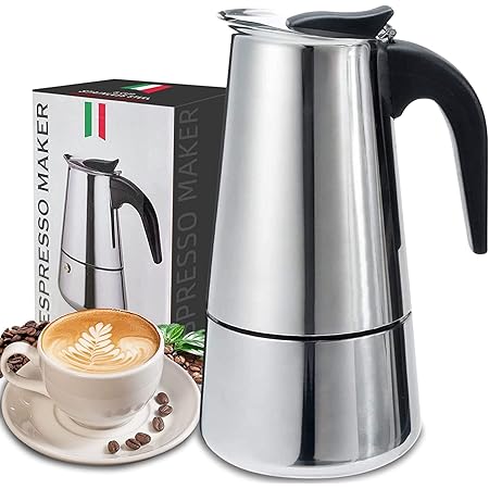 Amazon.com: Coffee Pot, Stainless Steel Moka Pot Italian Coffee Maker 9 ...