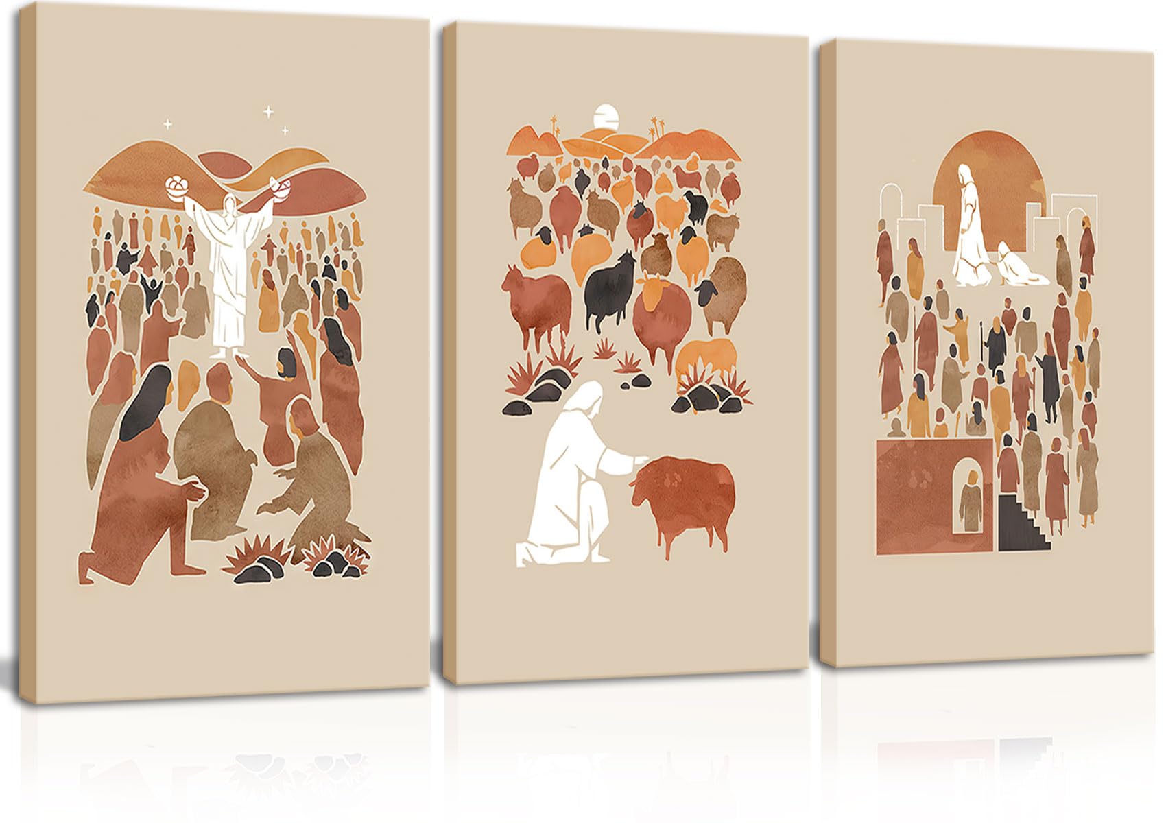 Amazon.com: 3pcs Framed Jesus Wall Art Christ Shepherd Religious Faith ...