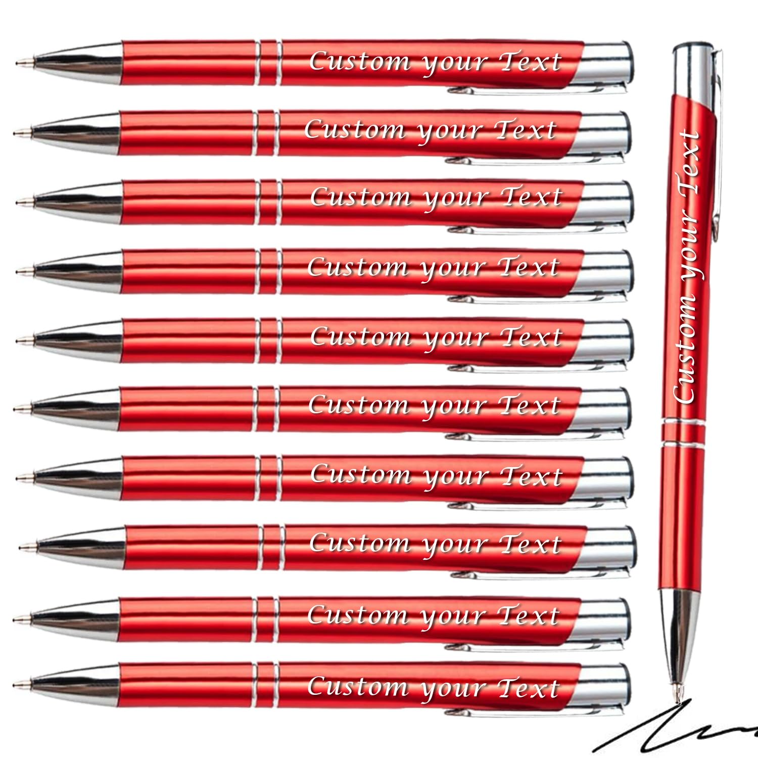 Amazon.com : AOK 50PACK Personalized Pens Custom Black writing - Metal ...