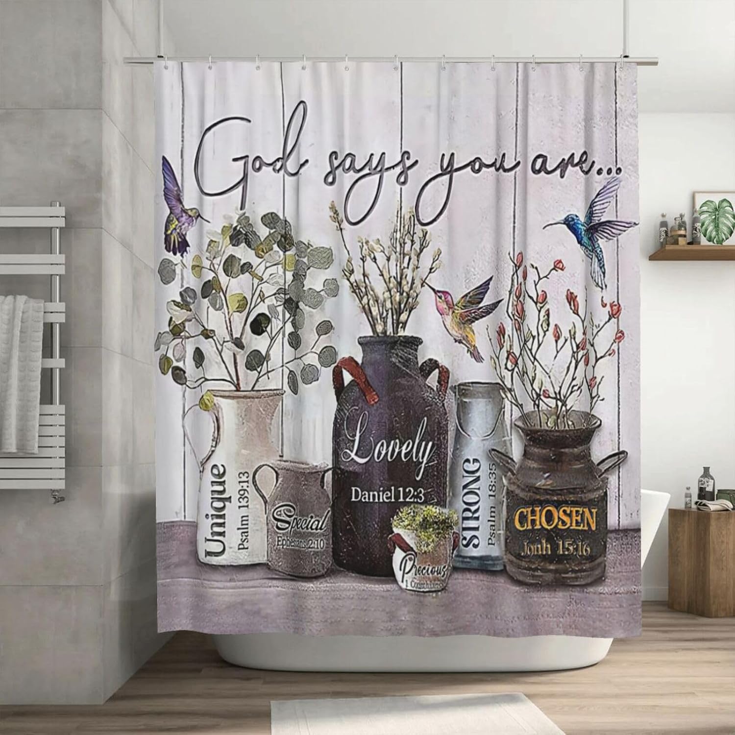 Amazon.com: Yibuda Farmhouse Shower Curtain Christian Bible Verses ...
