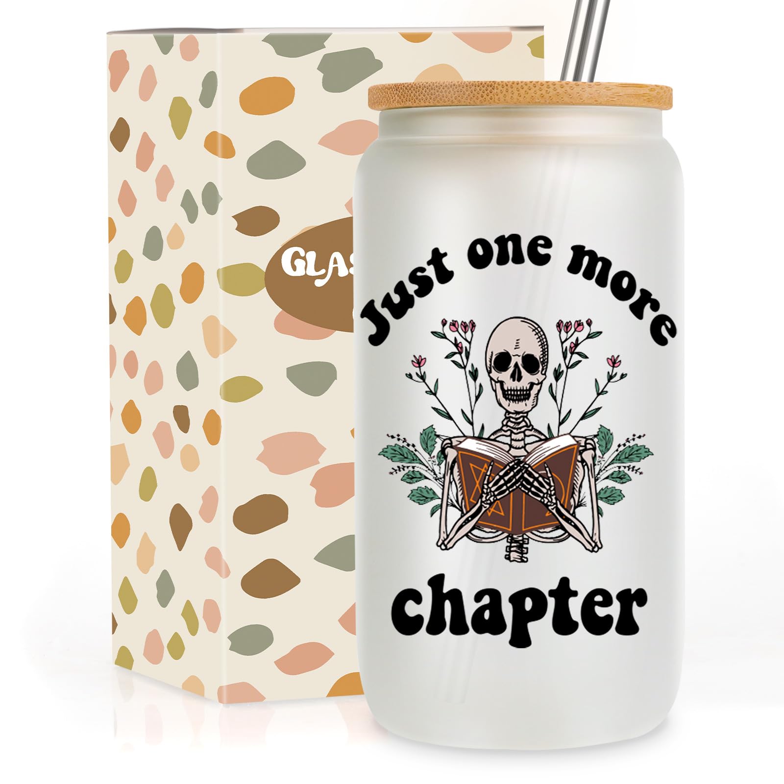 Amazon.com: GSPY Book Lovers Gifts, 16oz Iced Coffee Glass Cup with Lid ...