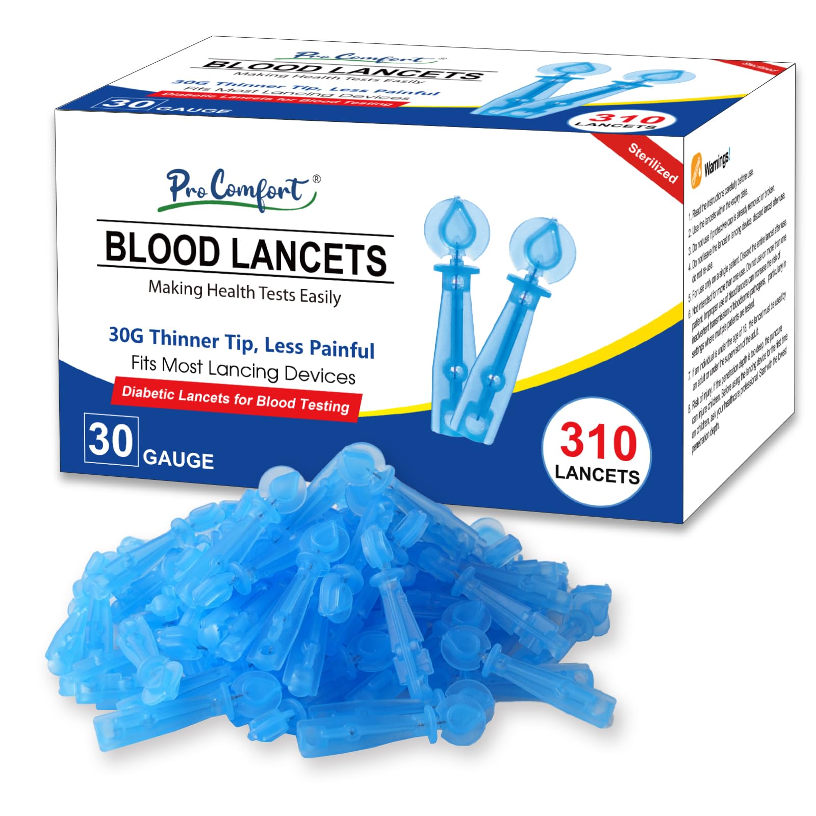Amazon.com: Pro Comfort Twist Top Lancets, 310 Count 30 Gauge for Blood ...