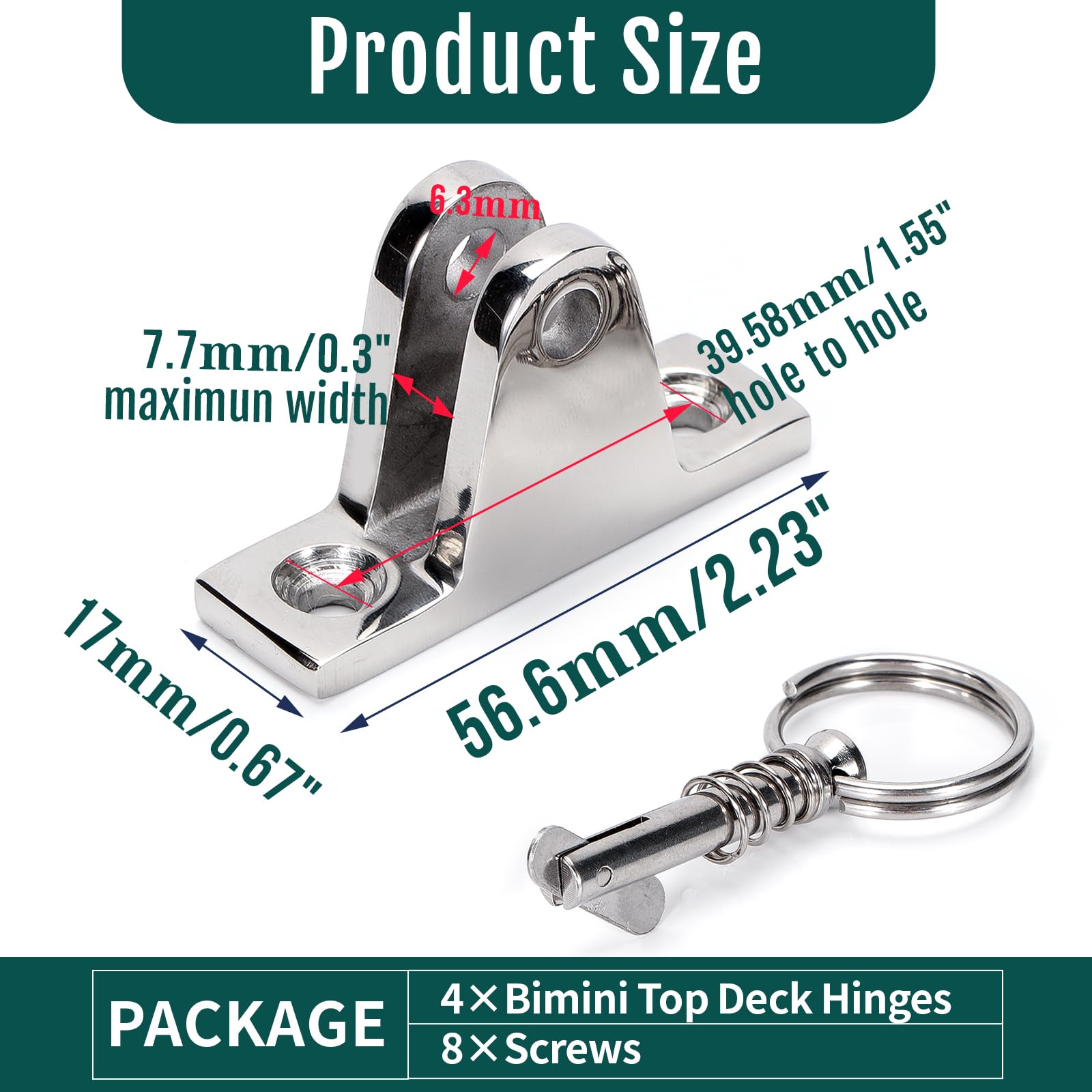 Snapklik.com : Marinebaby 4X Bimini Top Deck Hinge