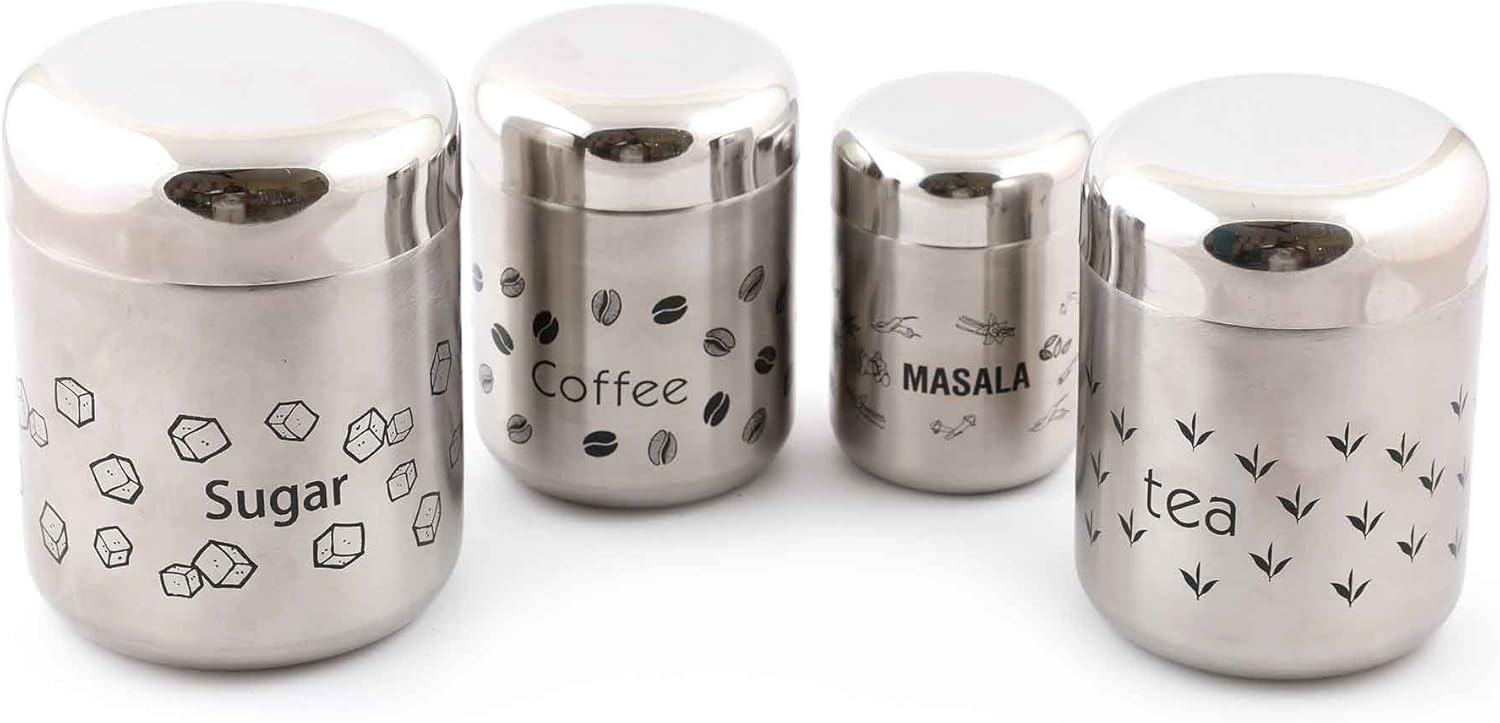Amazon.com: Coconut Stainless Steel Container Set, 4-Pieces, Silver ...