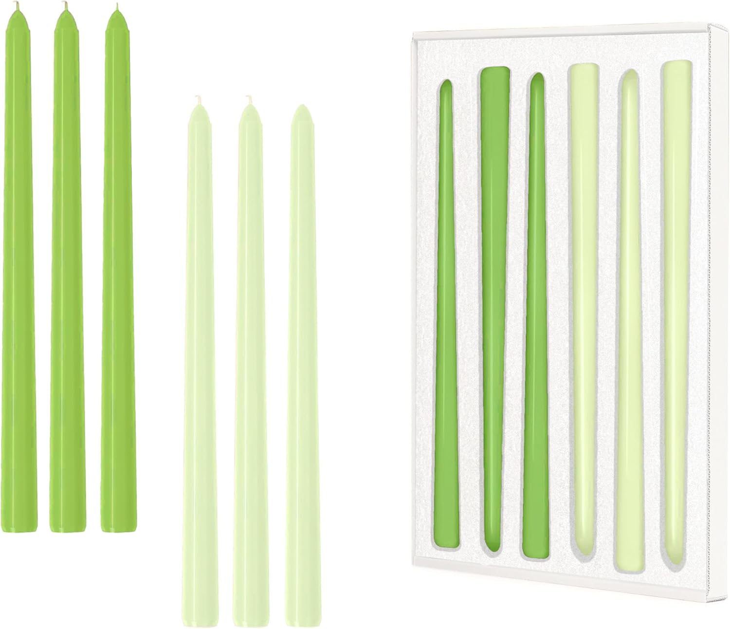 Amazon.com: PAMELIFE 10 Inch Green Taper Candles Set of 6 Unscented ...
