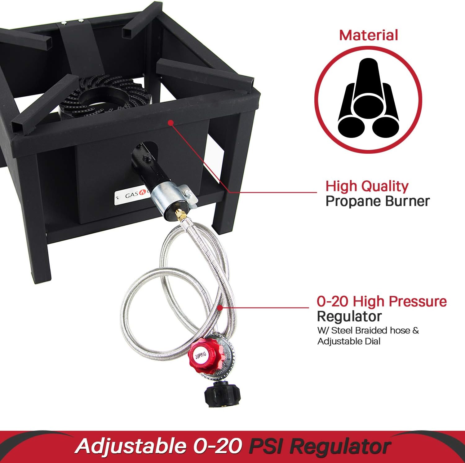 Buy GasOne B-5250 100,000 BTU Square Heavy-Duty Propane Burner Outdoor ...