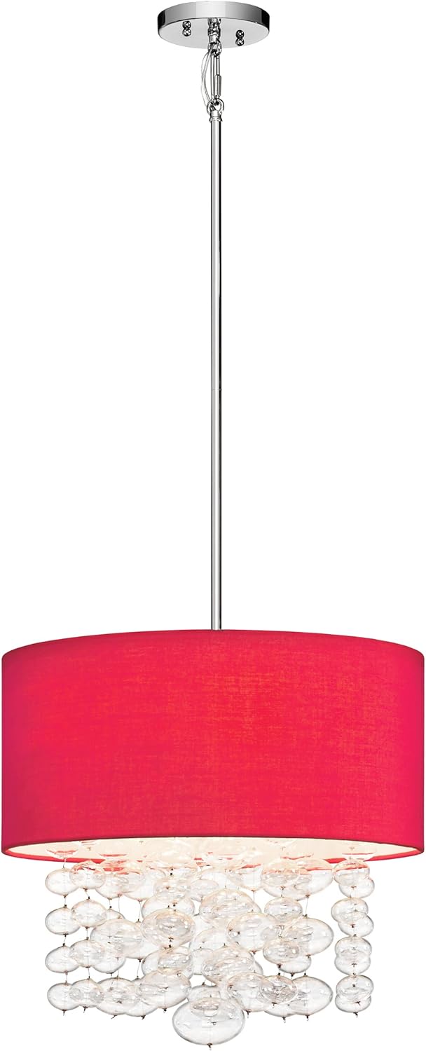 Elan Lighting 83243 Piatt 4LT Pendant, Chrome Finish with Red Fabric ...