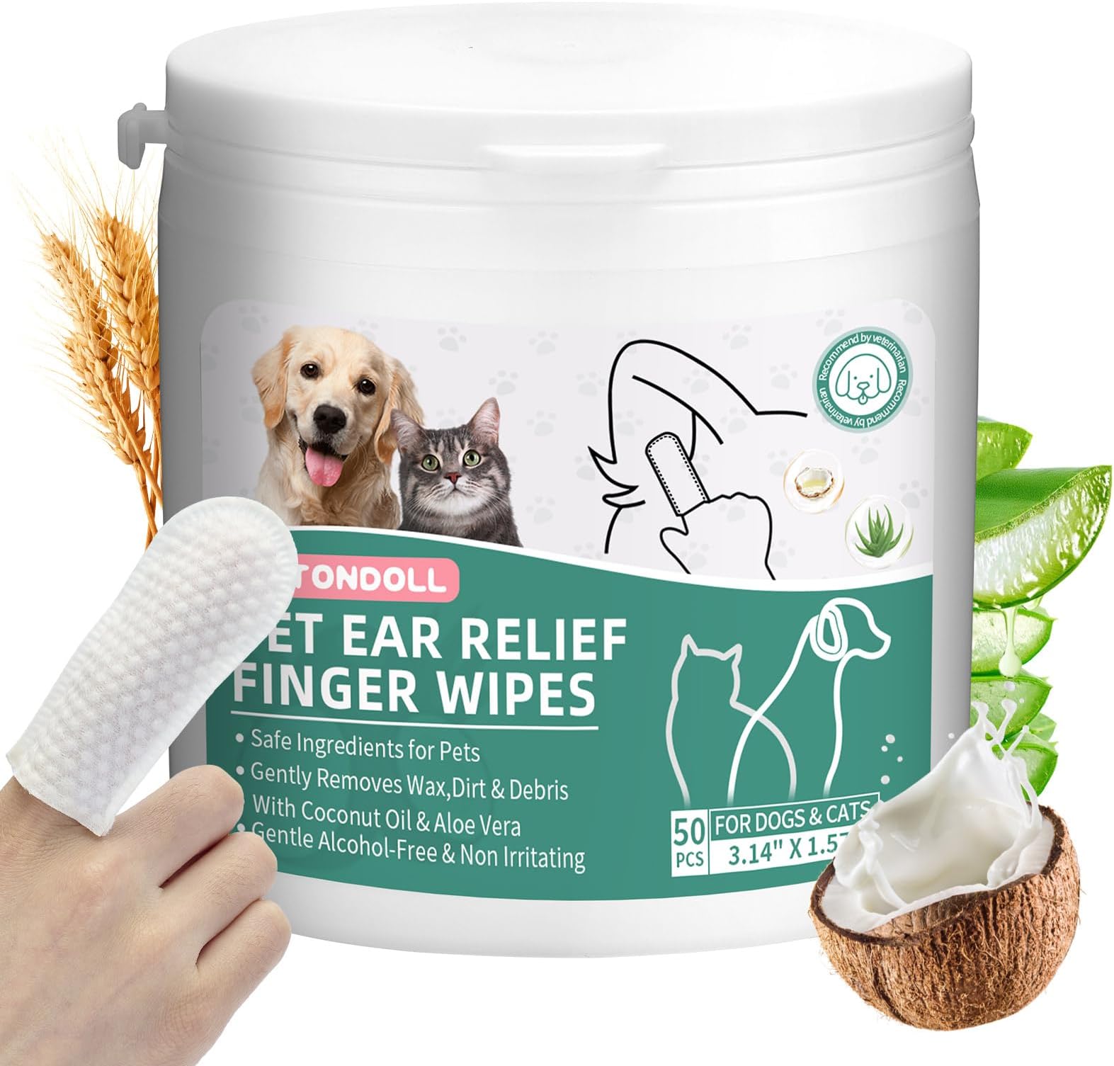 Amazon.com : Dog Ear Cleaner Wipes - Finger Ear Wipes for Dogs & Cats ...