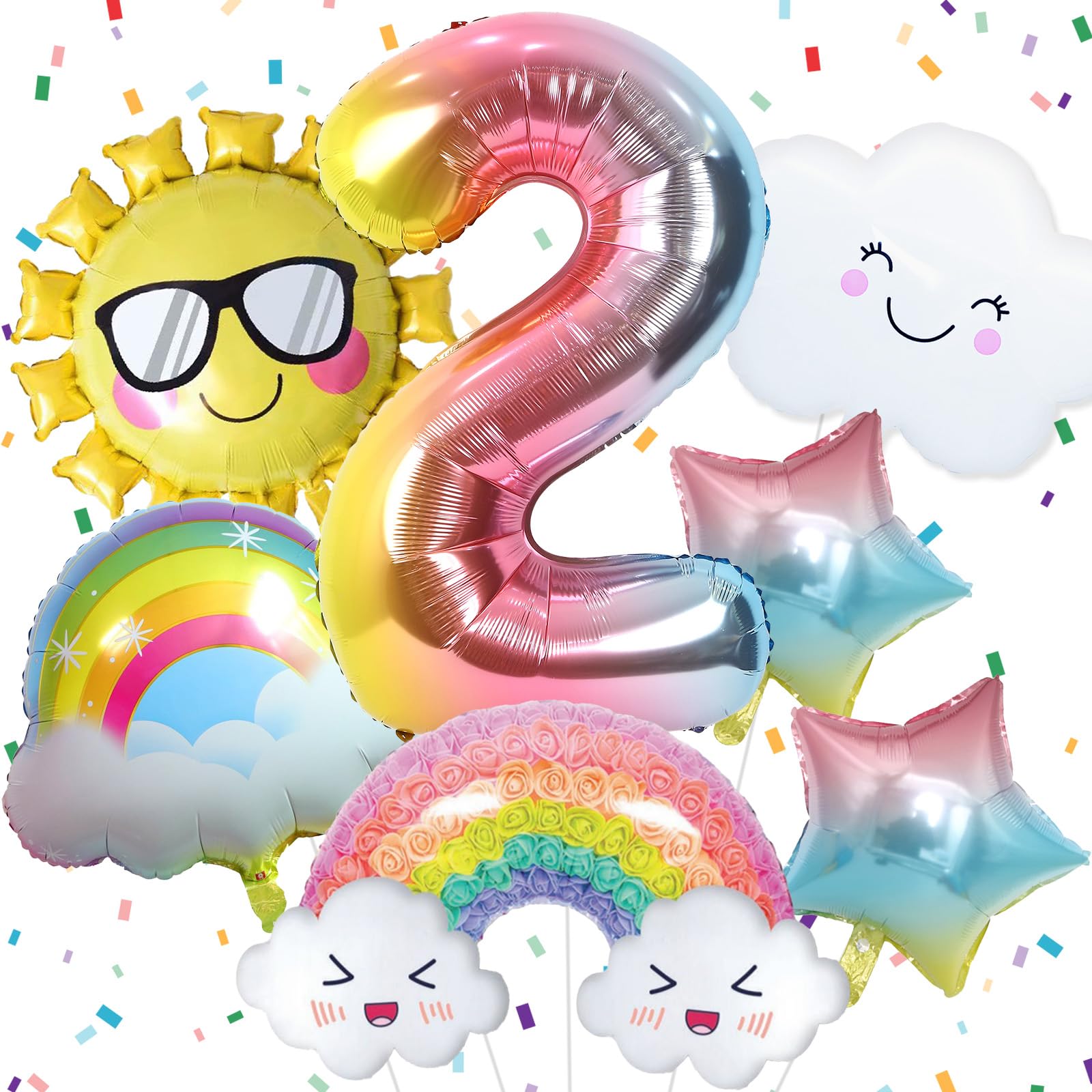 Snapklik.com : Rainbow Balloons 2nd Birthday Decorations For Girls ...