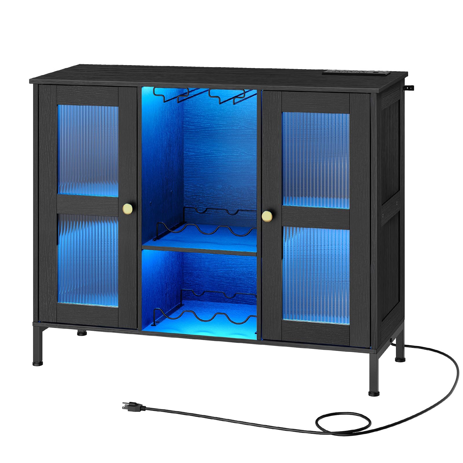 Amazon.com: HOOBRO Bar Cabinet with Charging Station and LED Light ...