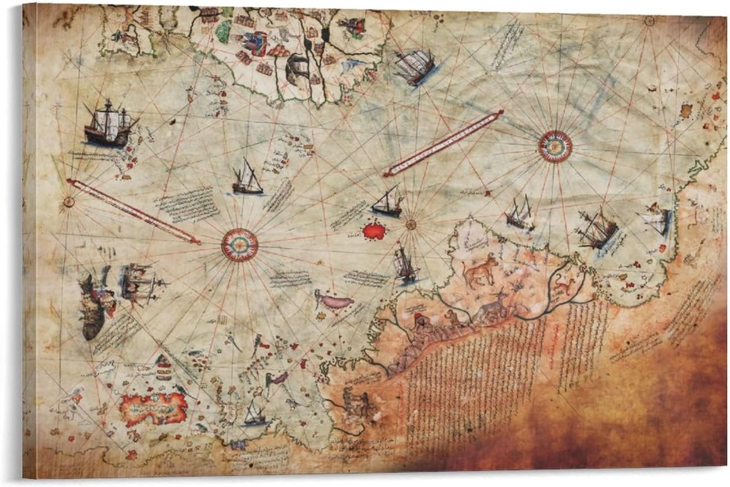 Amazon.com: PEAPLA Map of Piri Reis 1513 Canvas Art Posters and Home ...