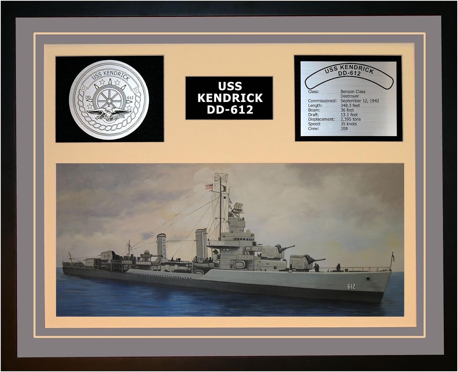 Amazon.com: Navy Emporium USS Kendrick DD 612 Framed Navy Ship Display ...