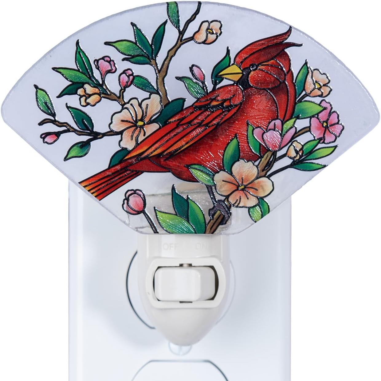 VOUWOWOX Red Cardinal Night Light – Stained Glass Styled Plug-in Wall ...