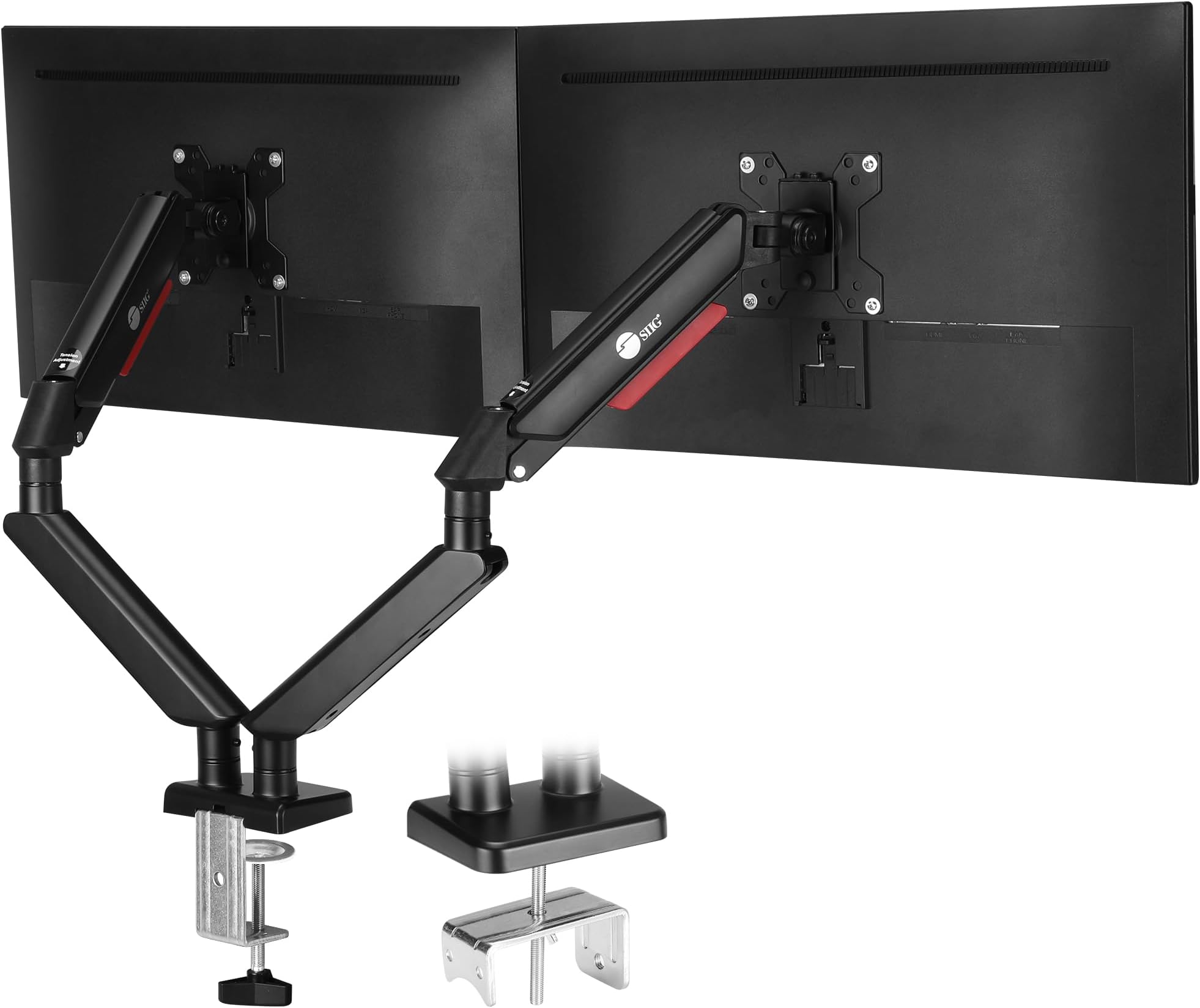 Amazon.com: SIIG Dual Monitor Arm Stand for Desk - Fully Adjustable Gas ...
