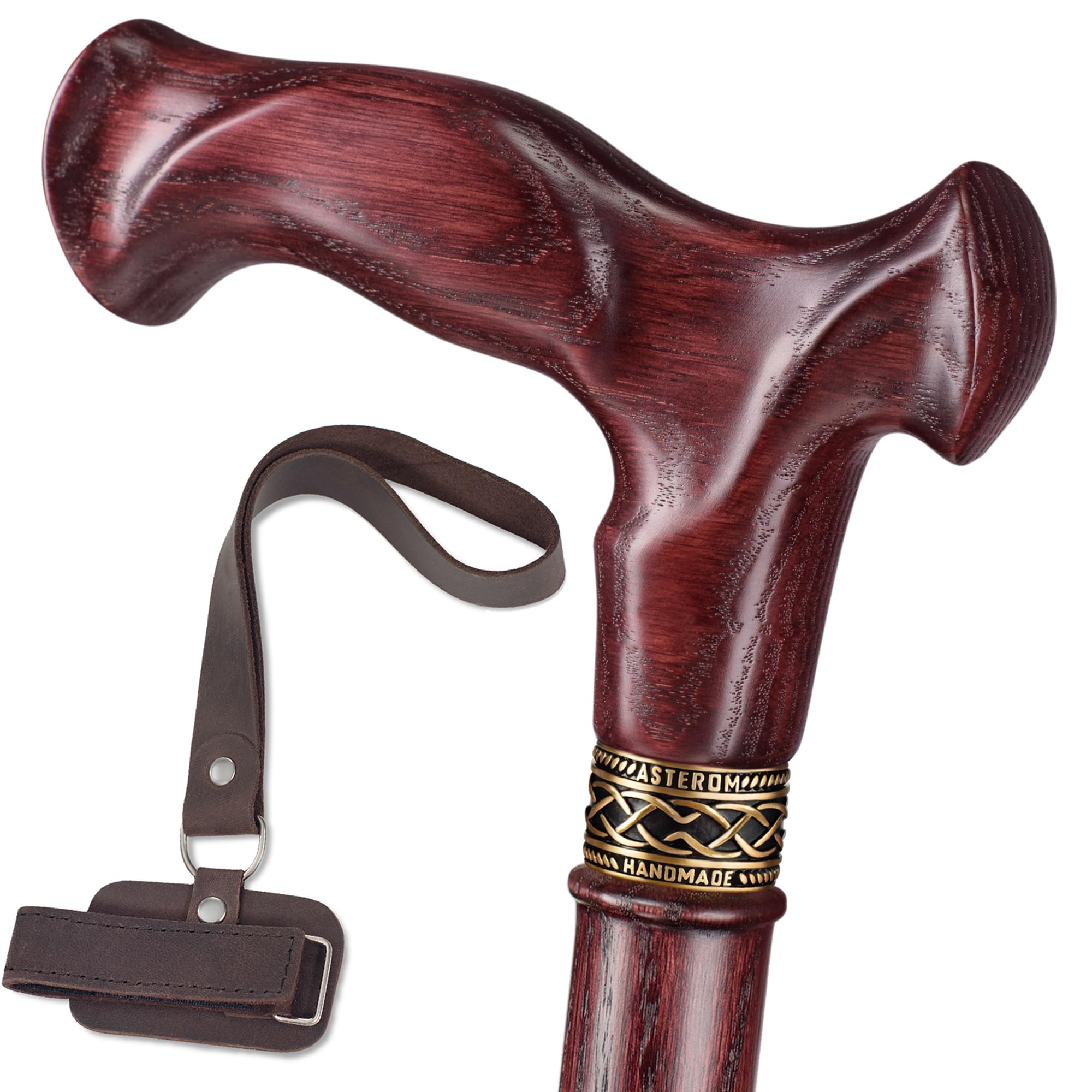 Amazon.com: Asterom Handmade Walking Cane with Stylish Leather Strap ...