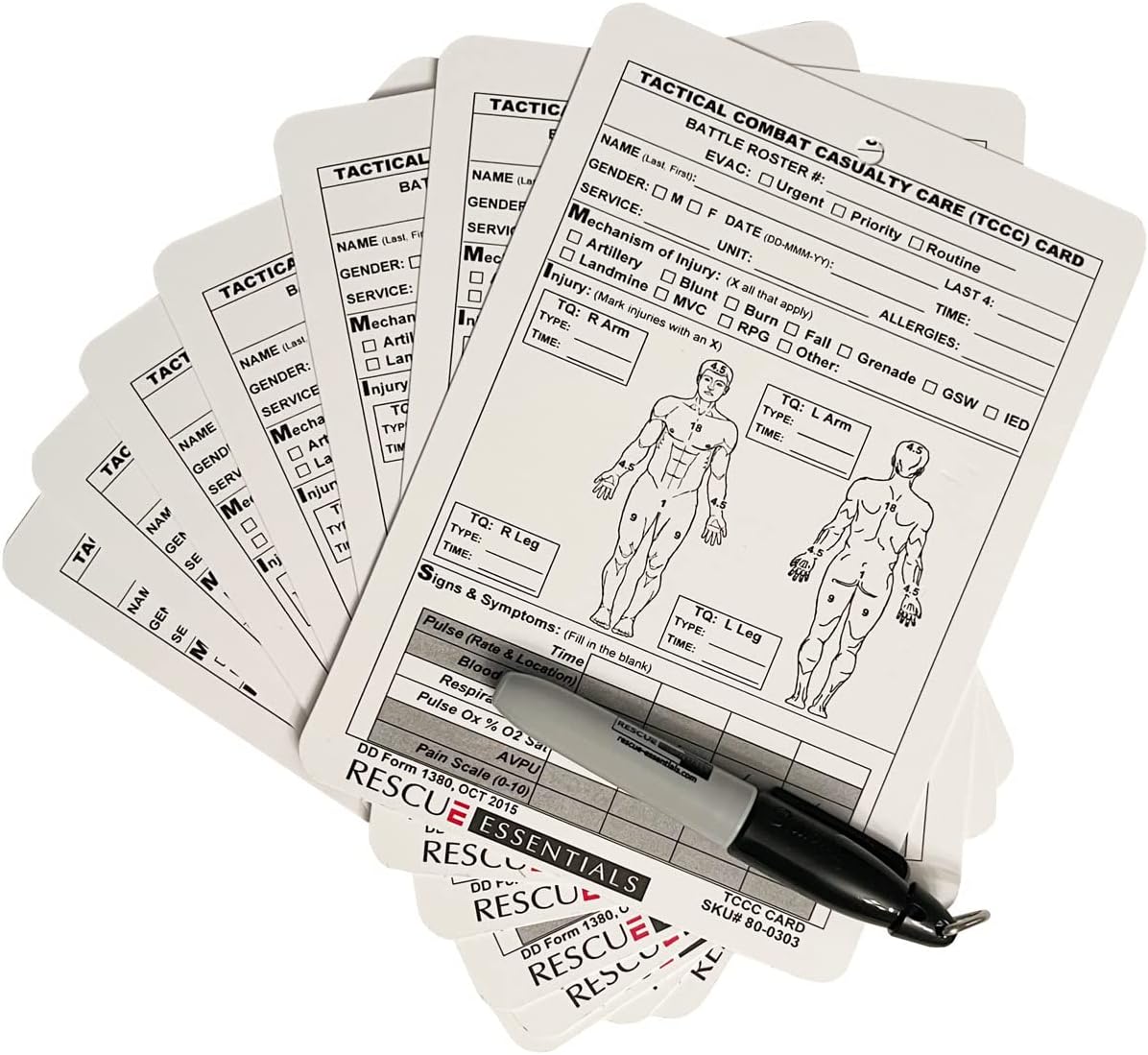 Amazon.com: Combat Casualty Card-8 Pack W/Sharpie Marker : Industrial ...