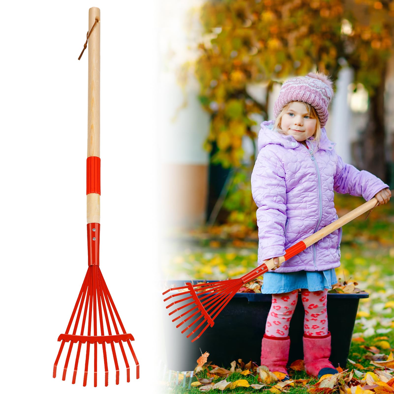 Amazon.com: Kids Rakes with Hardwood Handle - 28" Child Size Garden and ...