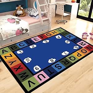 Amazon.com: Educational Rug for Playroom Classroom ABC Alphabet Numbers ...