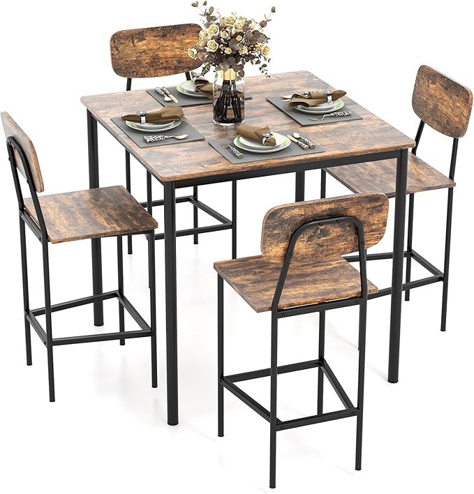 Amazon.com - Tangkula Bar Height Table and Chairs, Counter-Height ...