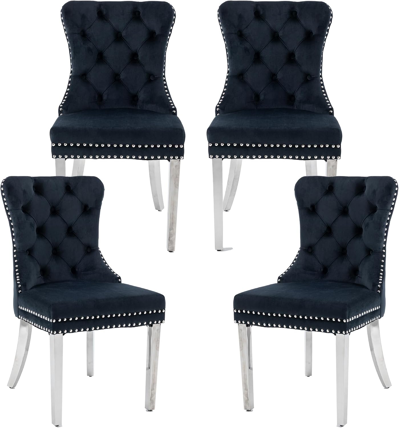 Amazon.com: GOOLON Dining Room Chairs Set of 4, Button Tufted Velvet ...