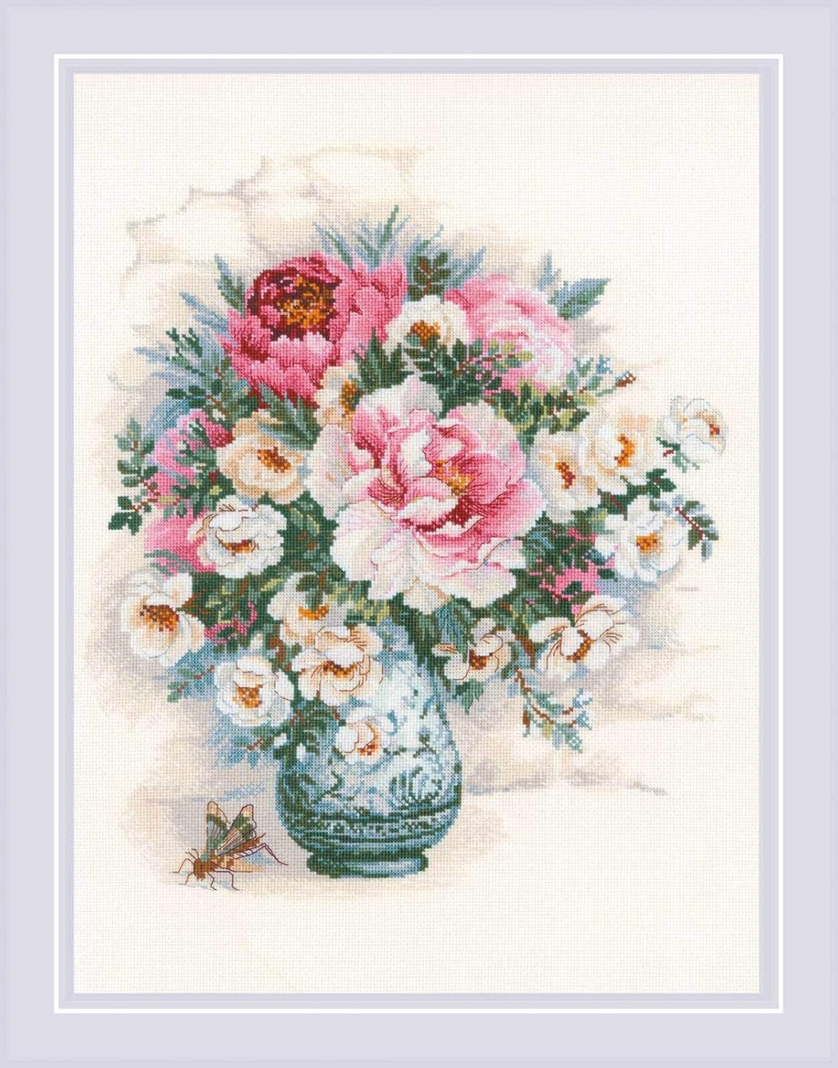 Amazon.com: RIOLIS - Peonies and Wild Roses 1816, Cross Stitch Kits 11 ...