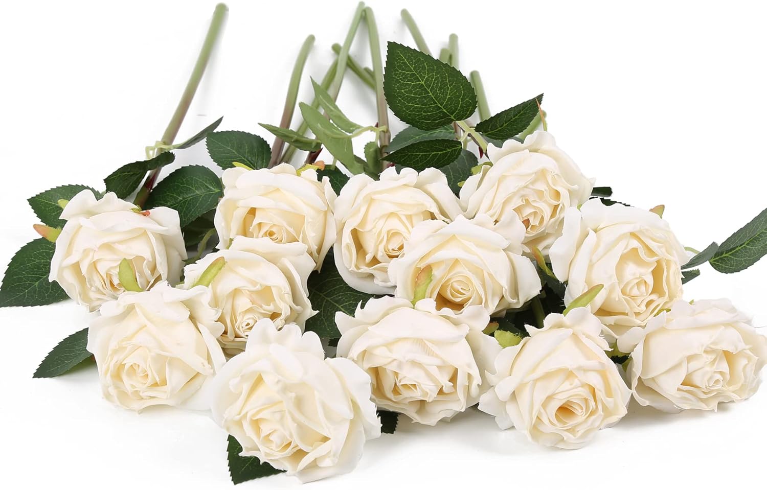Amazon.com: IPOPU White Roses Artificial Flowers 12pcs Vintage Dried ...