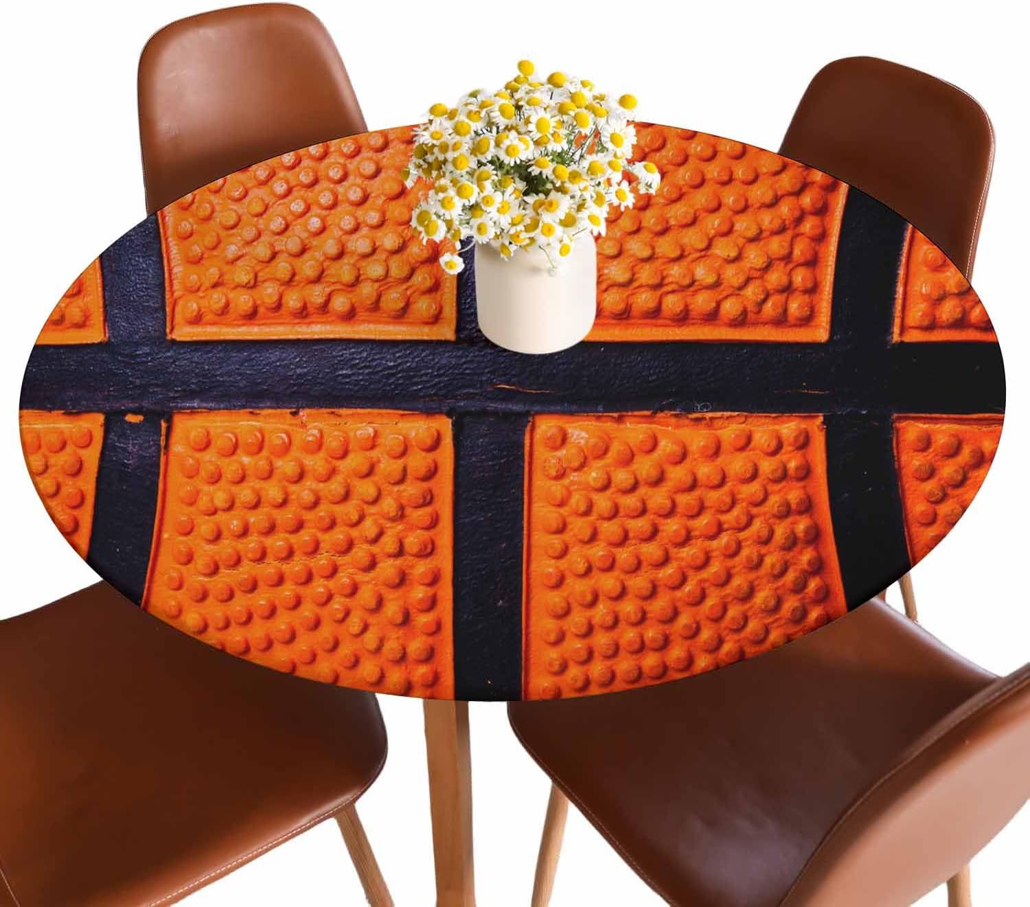 Amazon.com: Guxxuil Basketball Skin Tablecloth Round Orange Grainy ...
