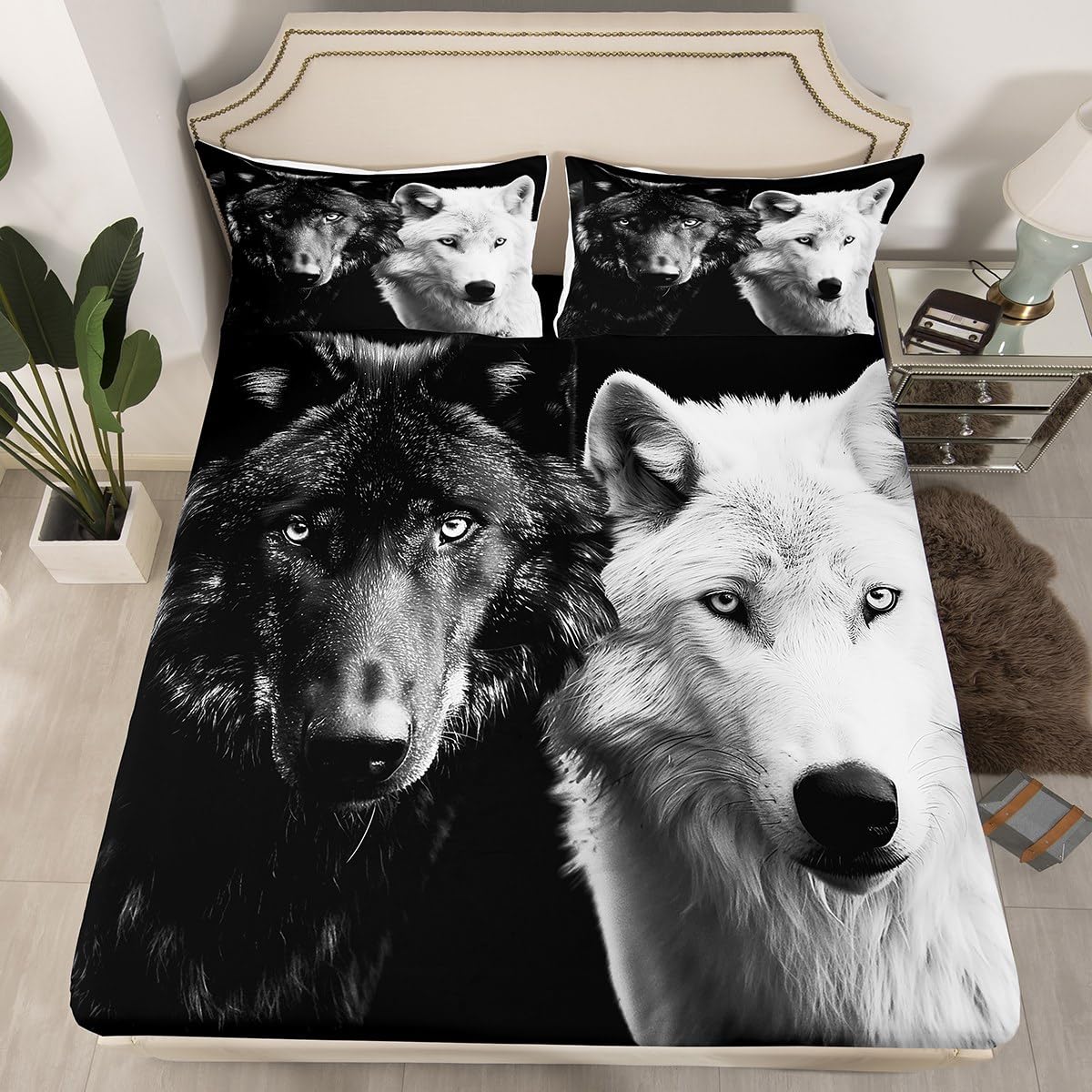 Wolf Print Bedding Sets Starry Wolf Print Bedding Set Soft Breathable