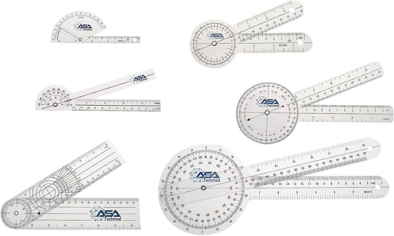 8 6 pcs/set Angle Medical Ruler Plastic Goniometer Joint Range of ...