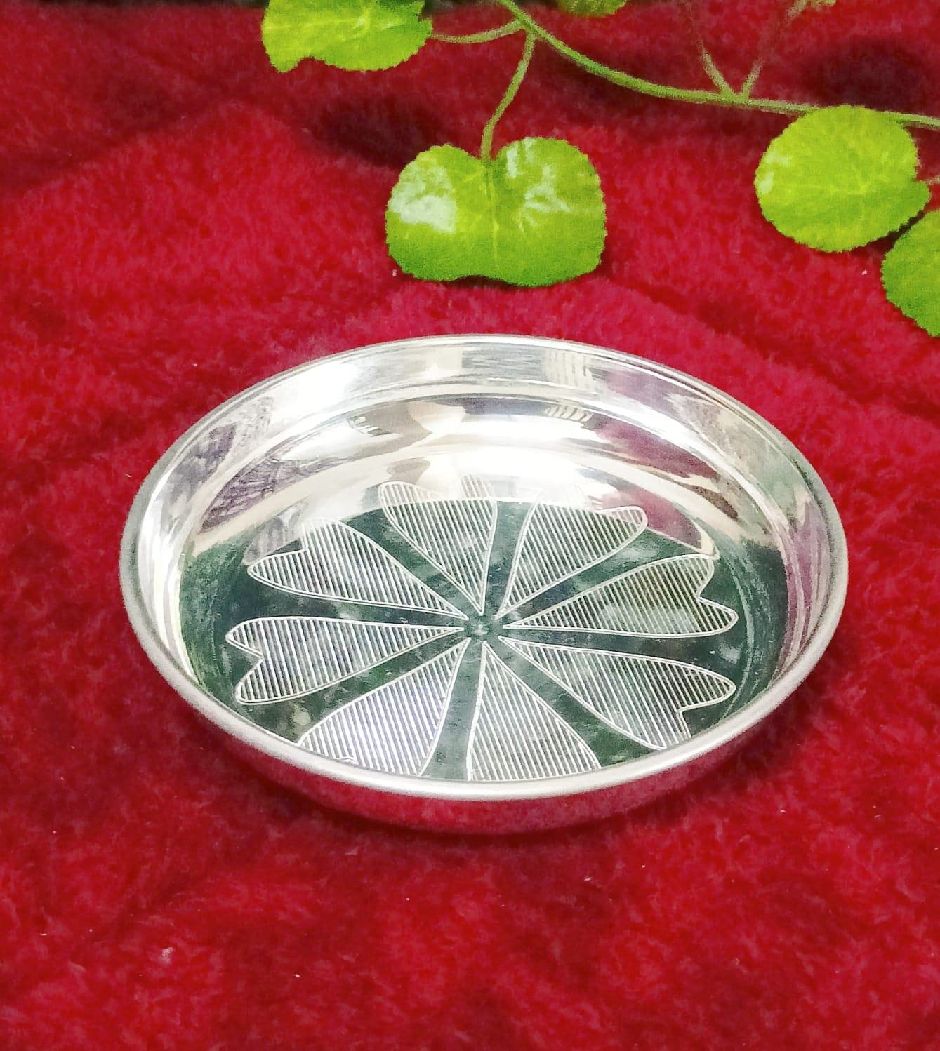 Buy Luckypot German Silver Small Plate for Pooja/Serving Plate/Decor ...