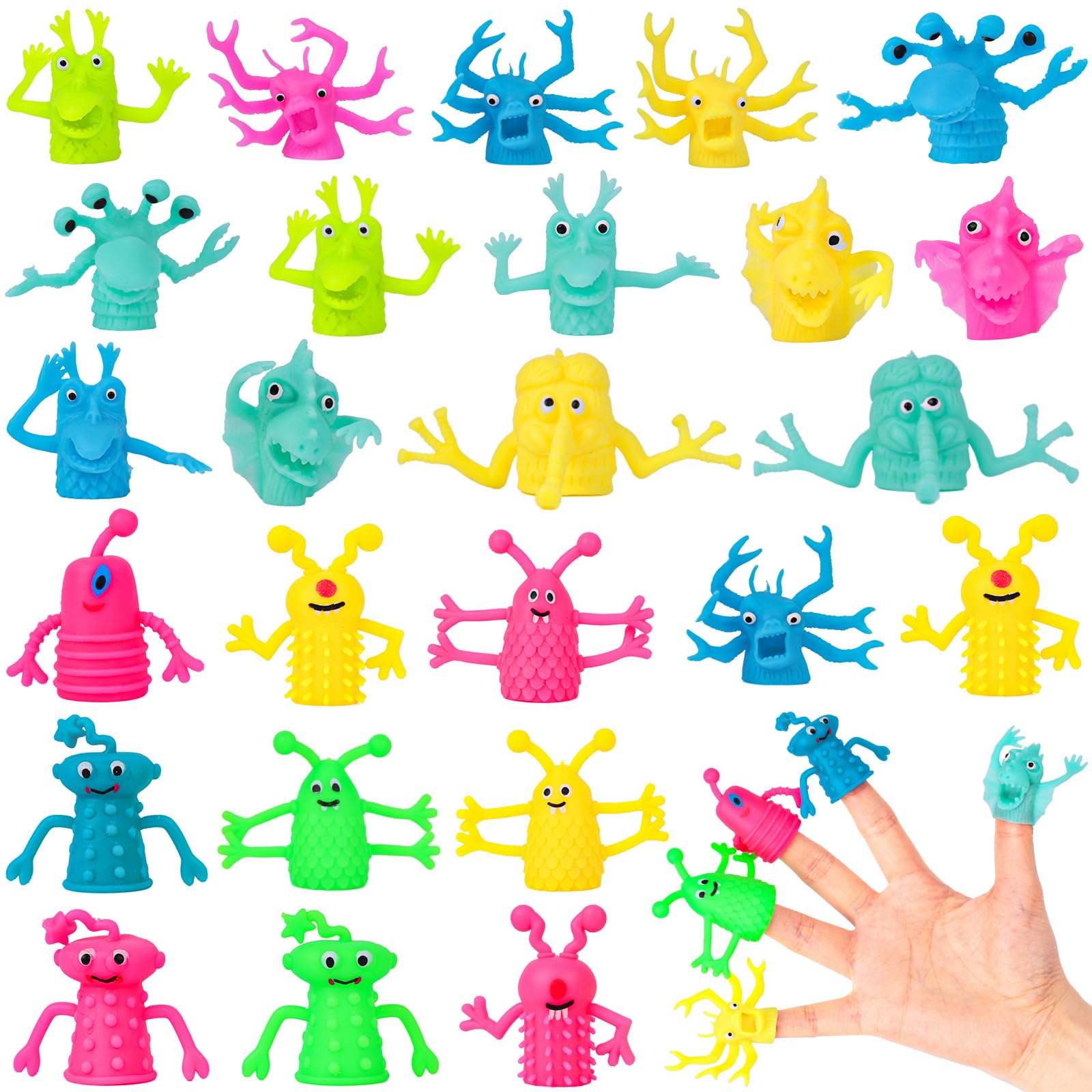 Amazon.com: 3 otters 25PCS Finger Puppets Toys, Funny Monster Finger ...