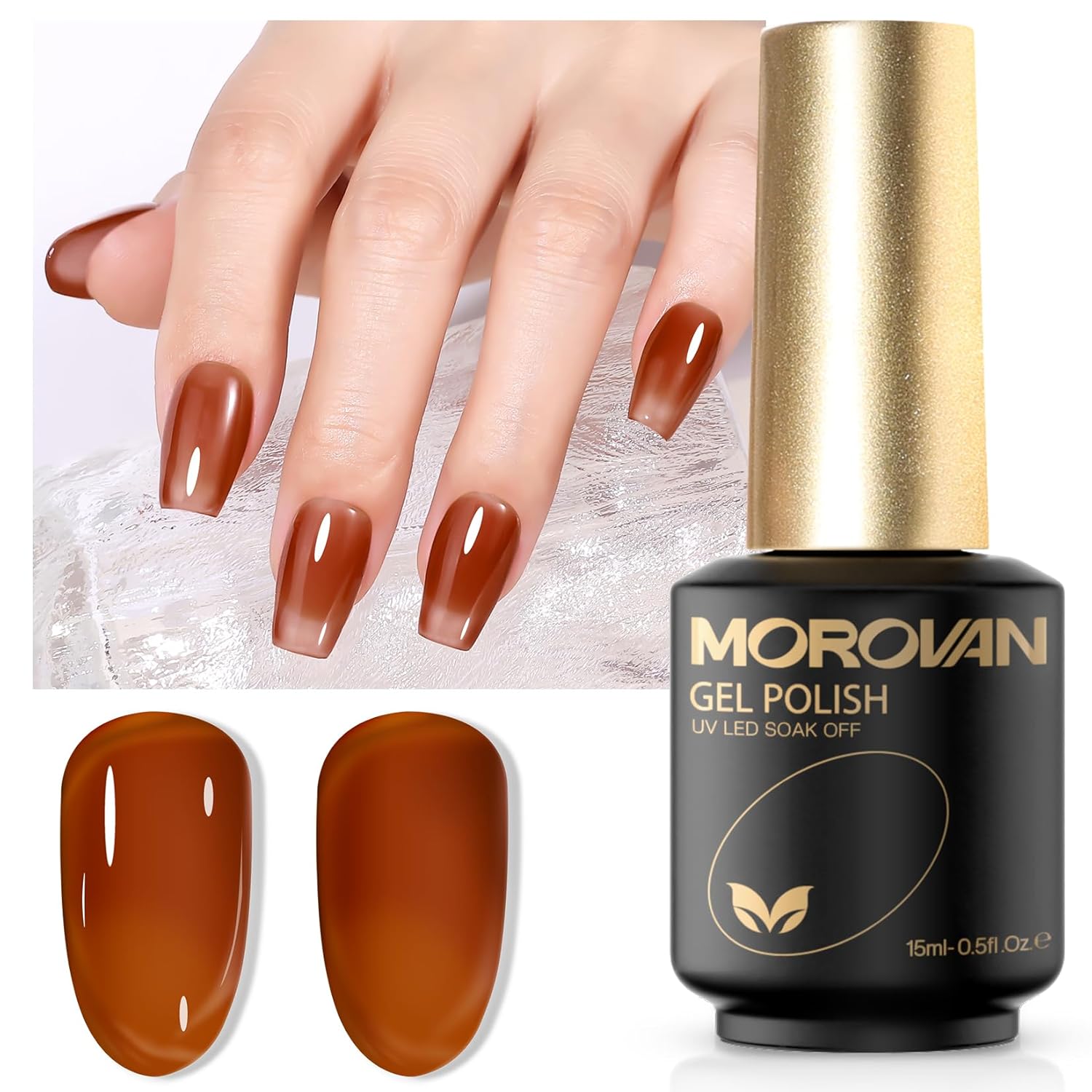 Amazon.com: Morovan Jelly Nail Gel Polish: Sheer Gel polish Soak Off UV Light Clear Brown Gel ...