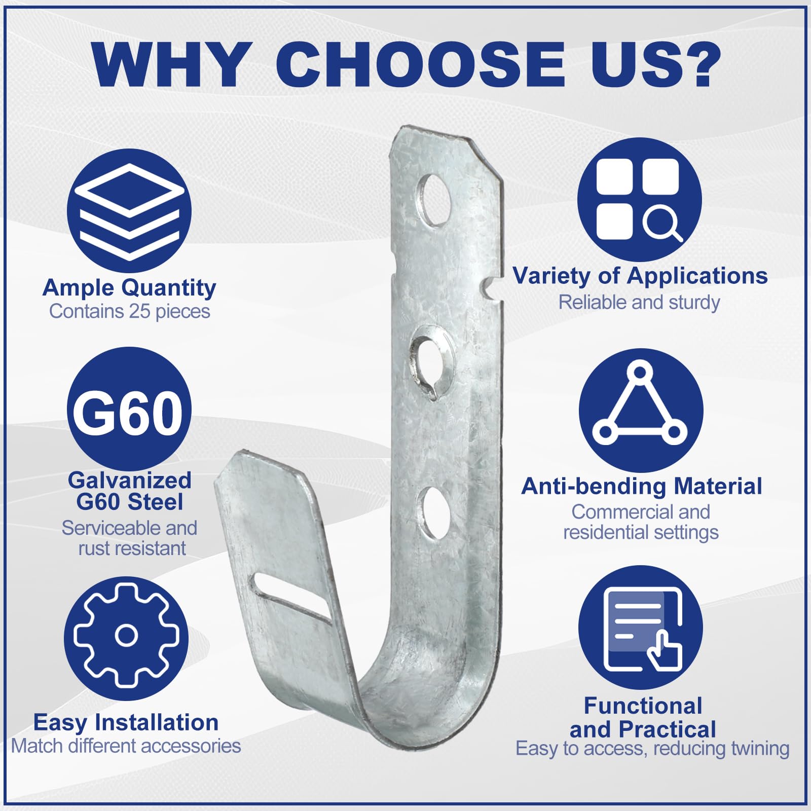 Snapklik.com : Gisafai Cable Support J-Hook, 3/4 Inch Metal Garage ...