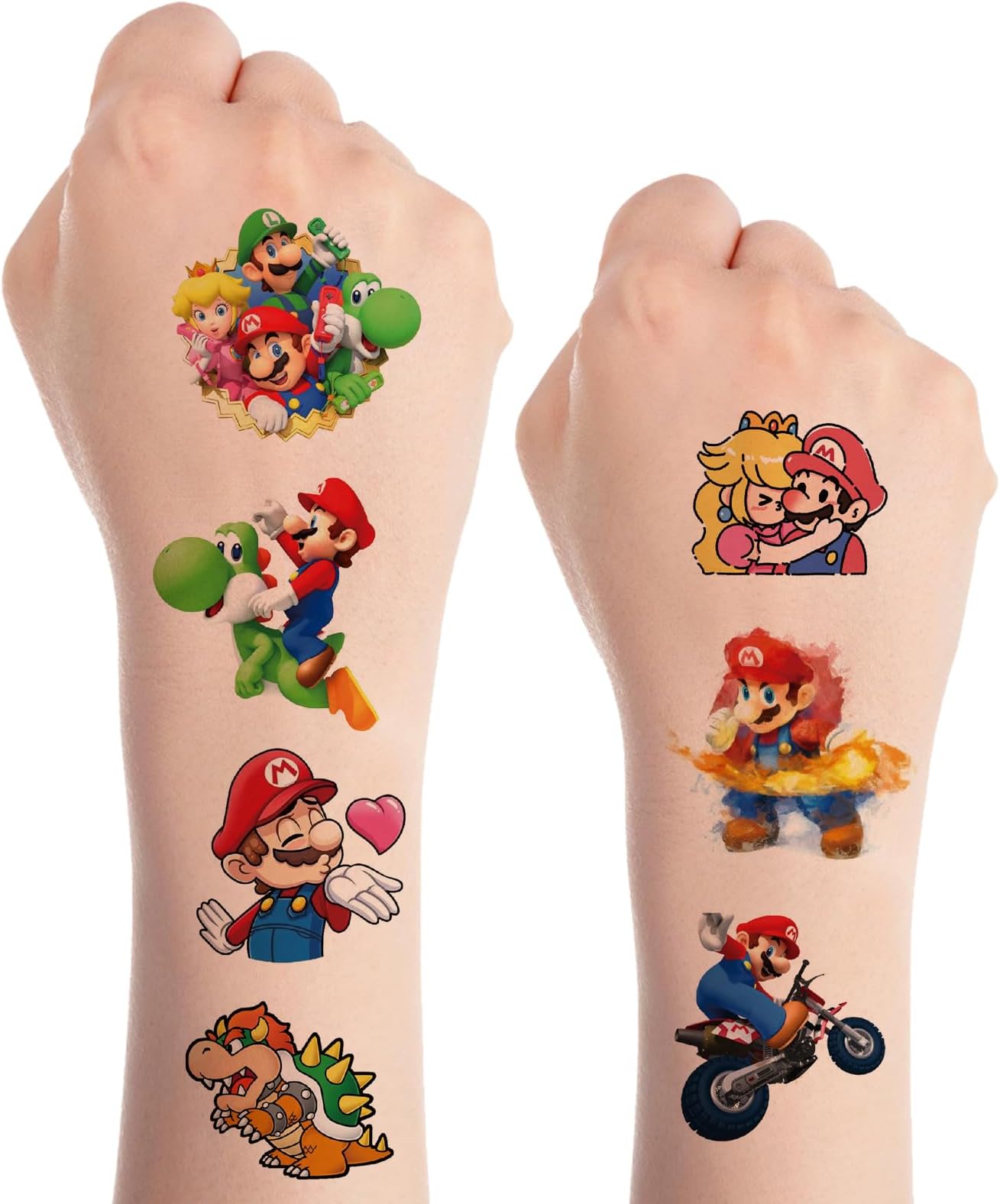 Amazon.com: 60 Pcs Mario Temporary Tattoos for Kids - Fake Tattoo ...