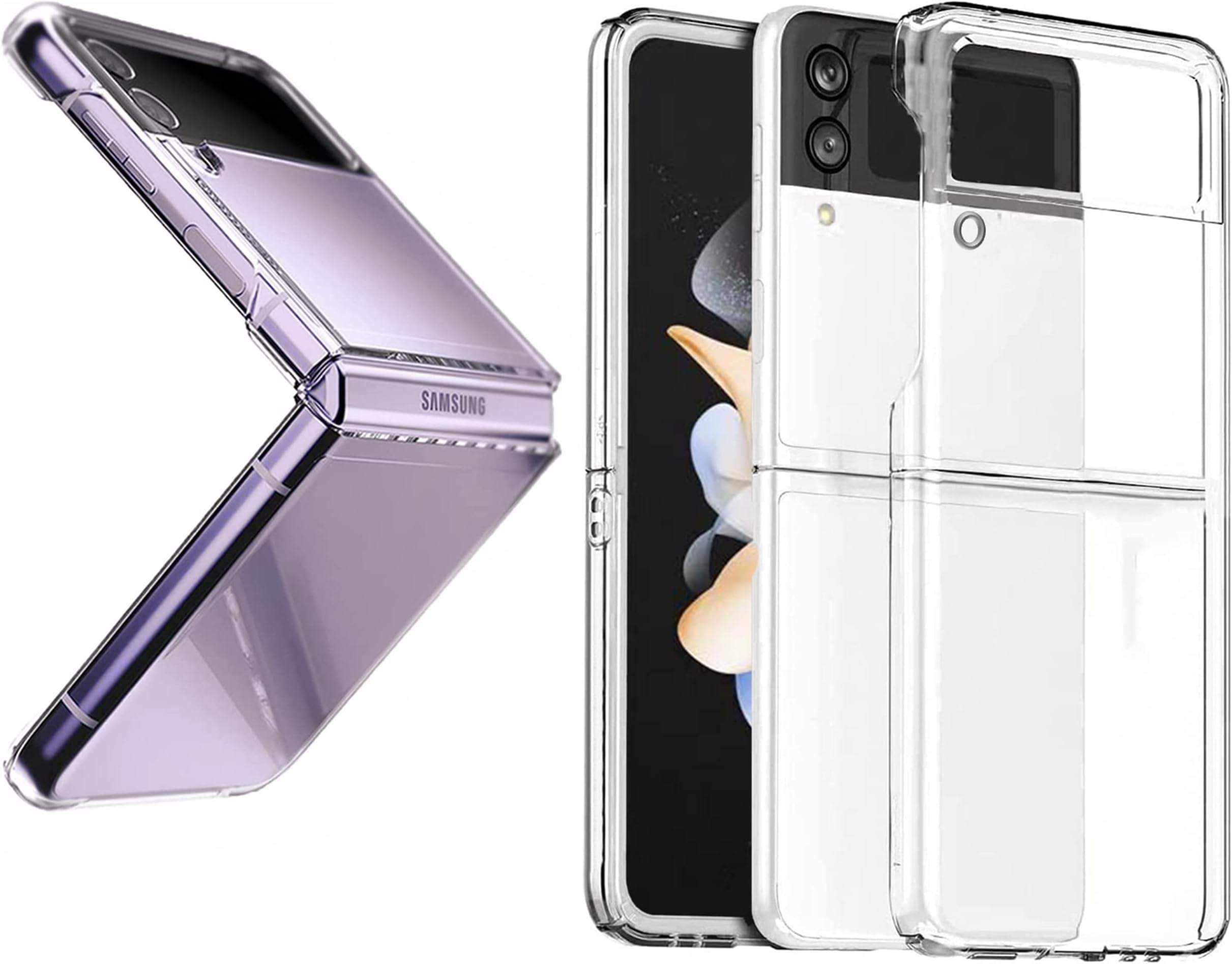 MHtech Samsung Z Flip 4 Case, Clear Hard Back Transparent Shockproof ...