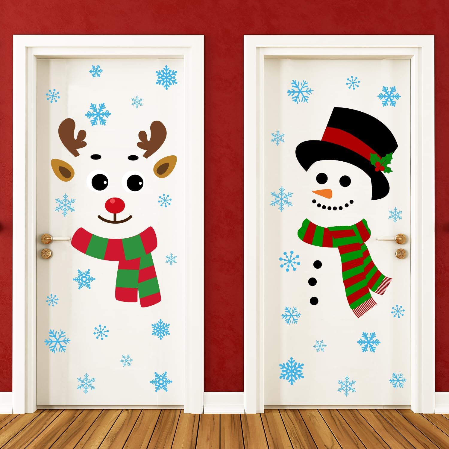 Amazon.com: Christmas Door Decorations Christmas Door Stickers Snowman ...