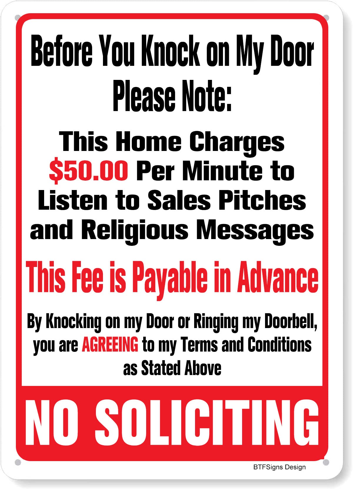 Amazon.com: BTFSigns Funny Aluminum Sign Before You Knock On My Door ...