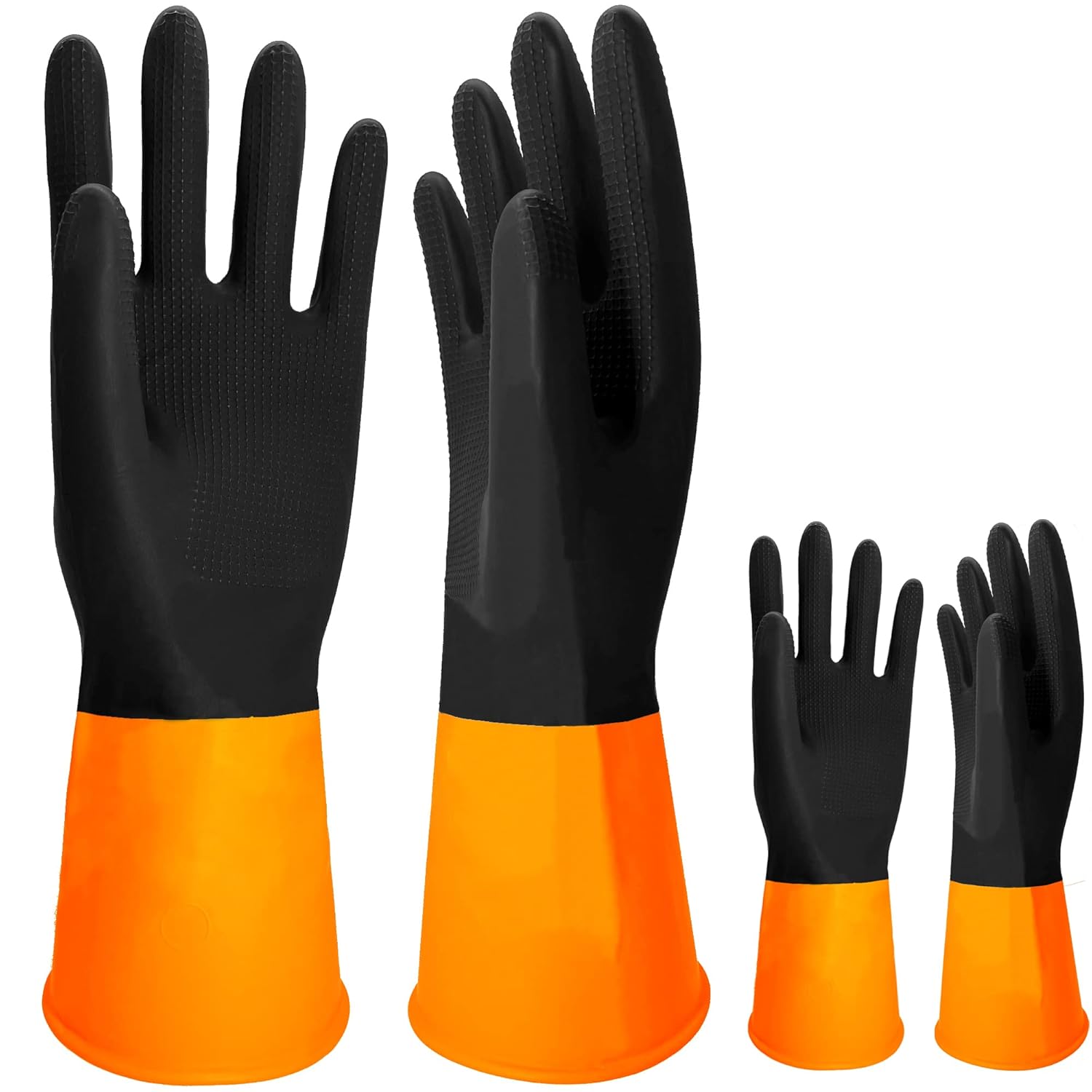 ROYAKI Chemical Resistant Cleaning Gloves, Set of 2 Pairs Black Rubber ...