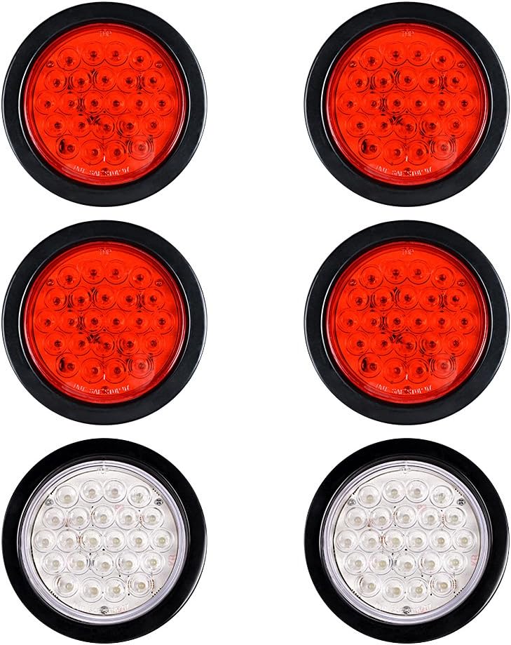 Amazon.com: Anzio 6pcs (4 White + 2 Red) 24-LED 4" Round Tail Lights ...